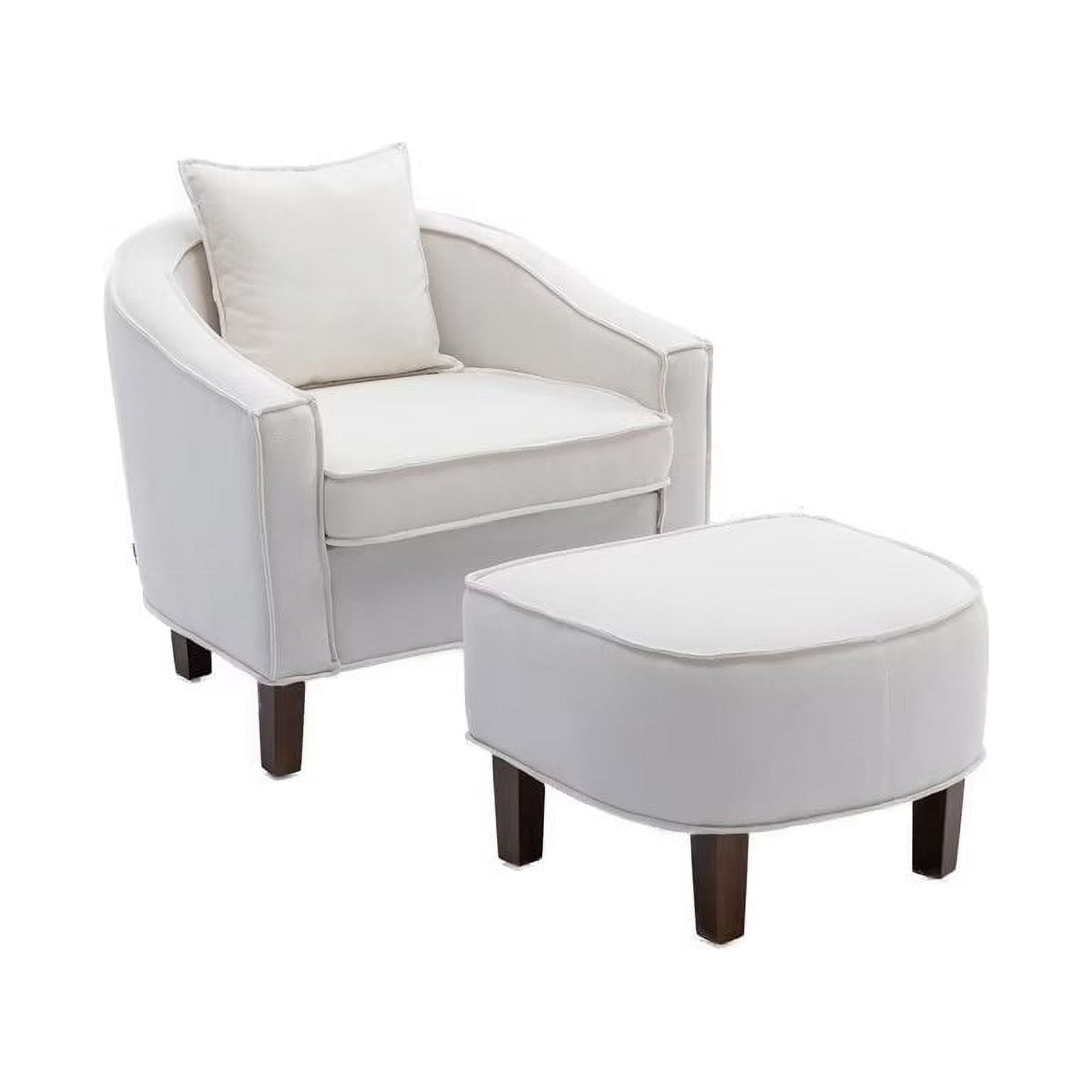 Accent Chair with Ottoman, Comfy Barrel Chair with Sturdy Wood Legs ...