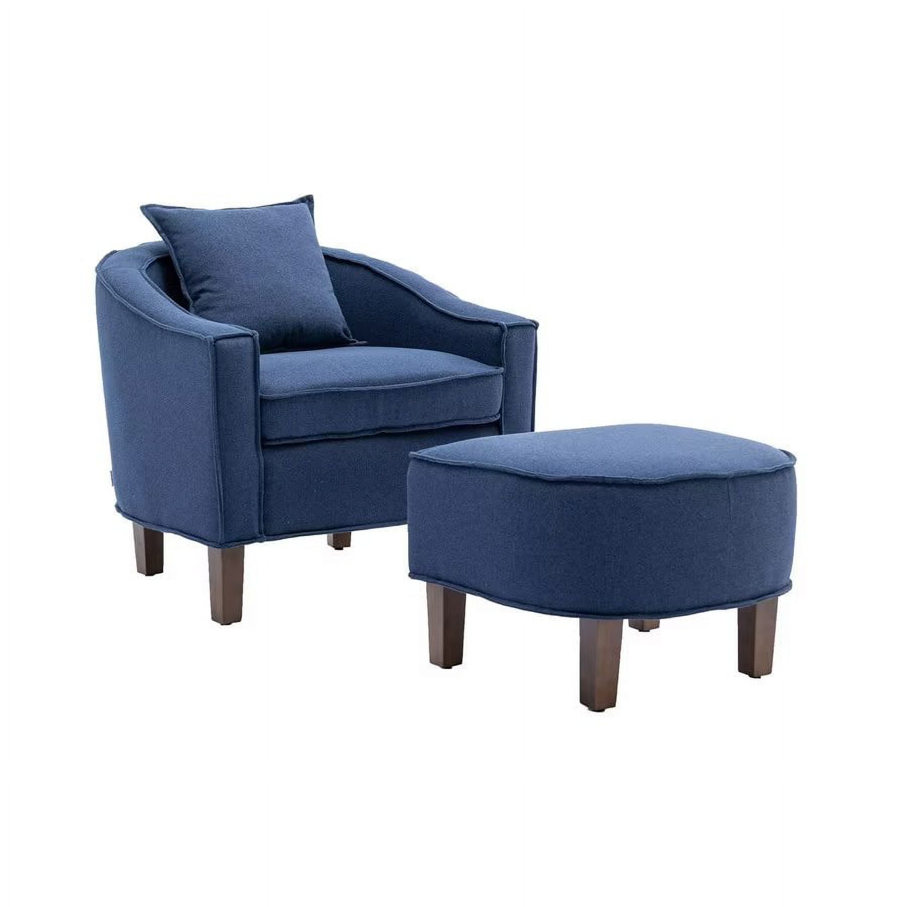 Accent Chair with Ottoman, Comfy Barrel Chair with Sturdy Wood Legs ...