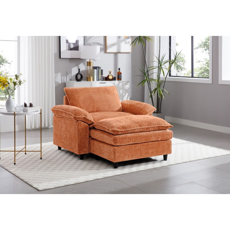 Accent Chair with Ottoman,Comfy Oversized Single Sofa Couch Deep Seat ...