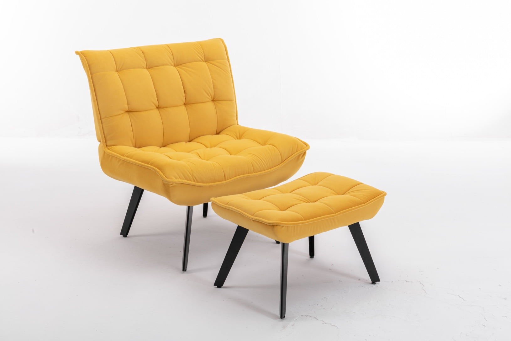 Accent Chair with Ottoman, Comfy Reading Chair with Wooden Frame ...