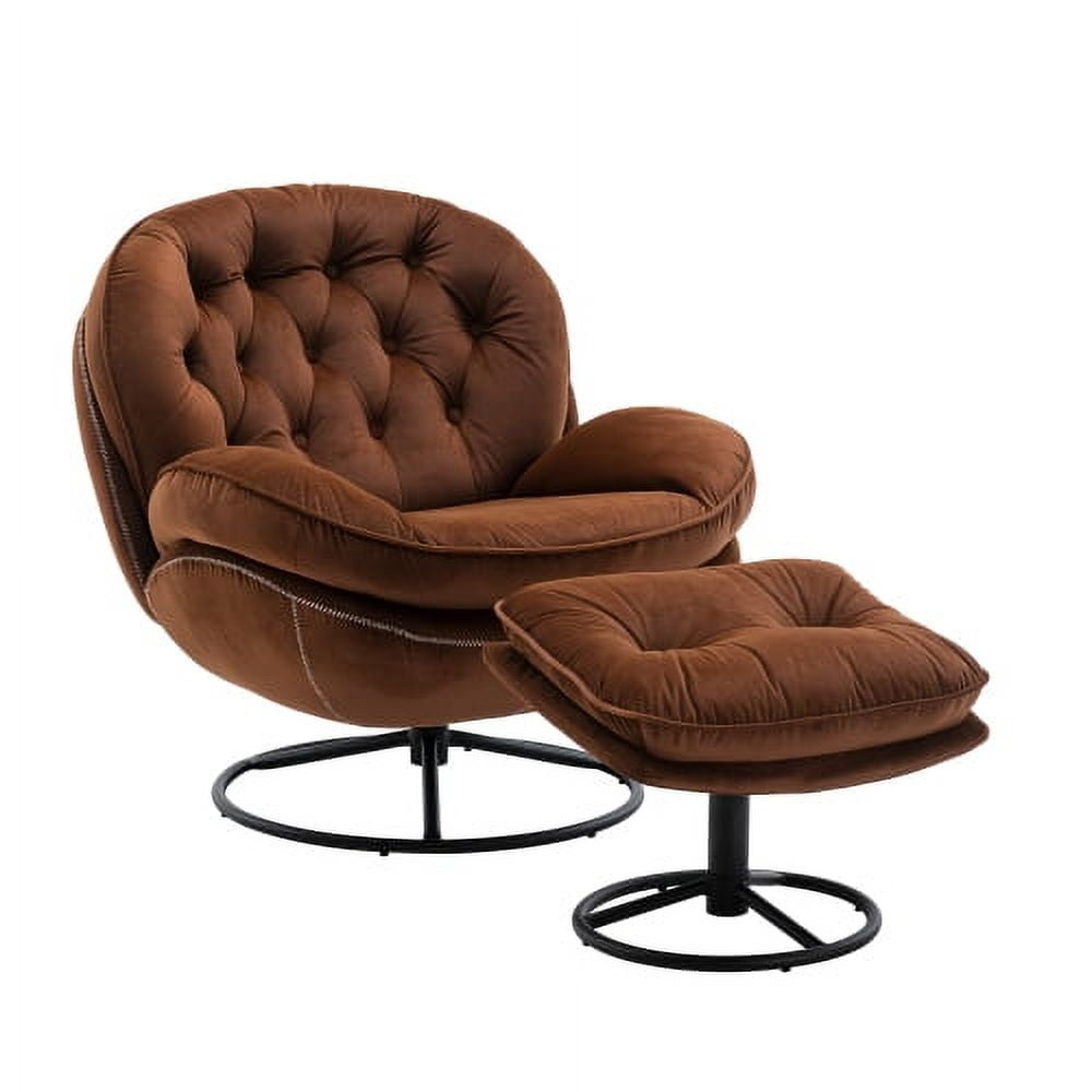 Accent Chair with Ottoman, Modern Velvet Tufted Upholstered Armchair ...