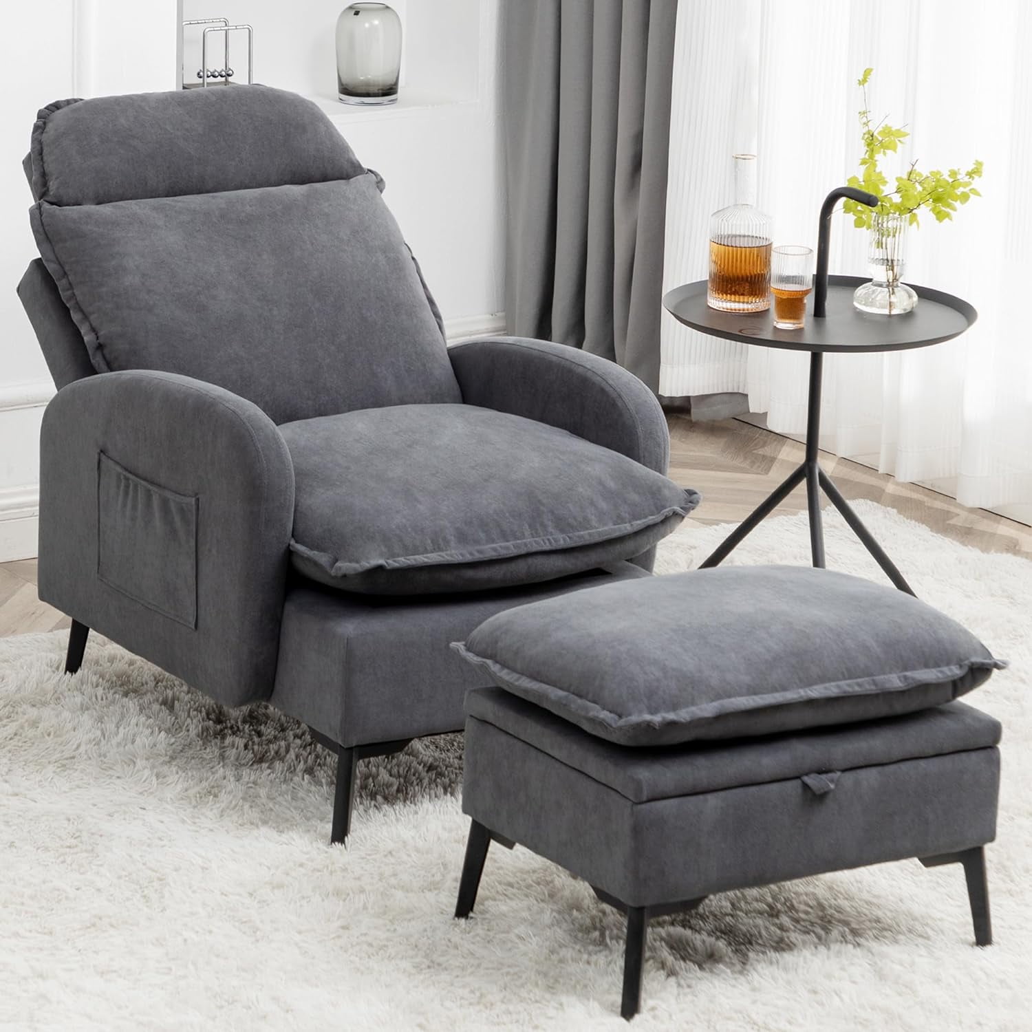 Accent Chair with Ottoman, Reading Chairs and Ottoman Storage and ...