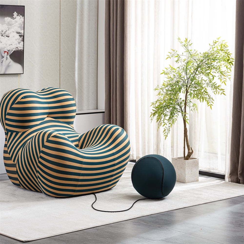 Accent Chair with Ottoman,Stripe Barrel Chair,Living Room Chair,Comfy Sofa Chair for Bed Room ...