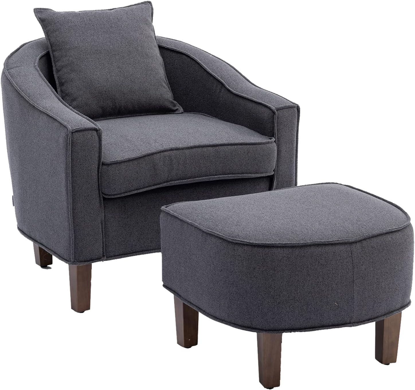 Accent Chair with Ottoman, Upholstered Modern Single Sofa Side Chair ...