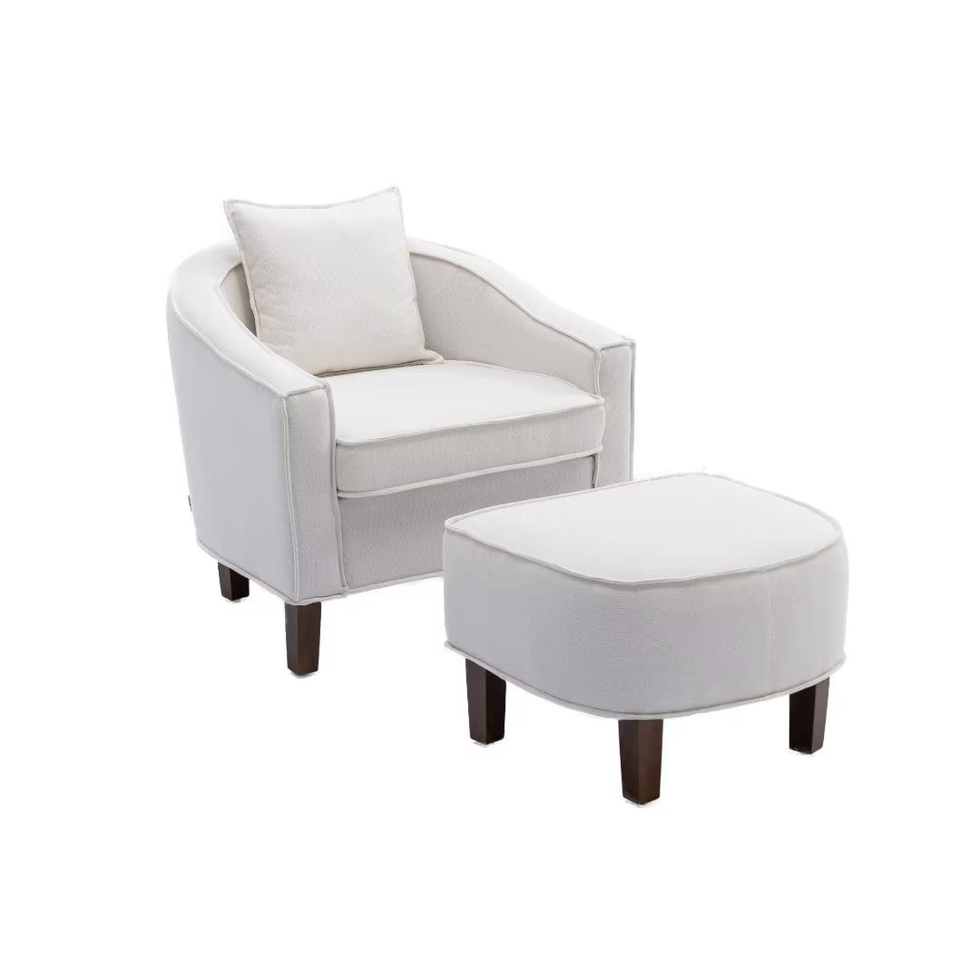 Accent Chair with Ottoman, Velvet Upholstered Single Sofa Side Chair ...
