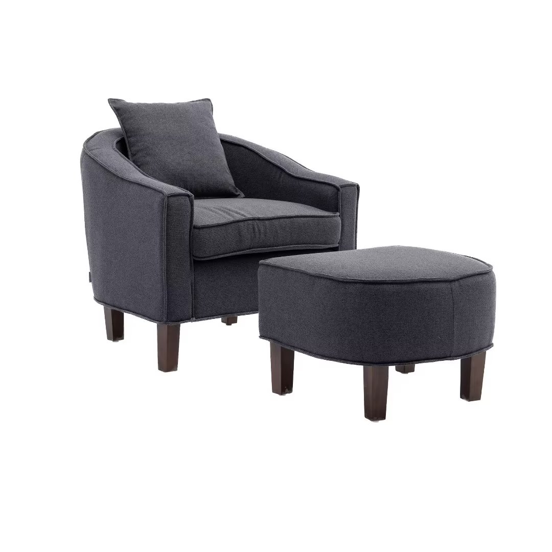 Accent Chair with Ottoman, Velvet Upholstered Single Sofa Side Chair ...