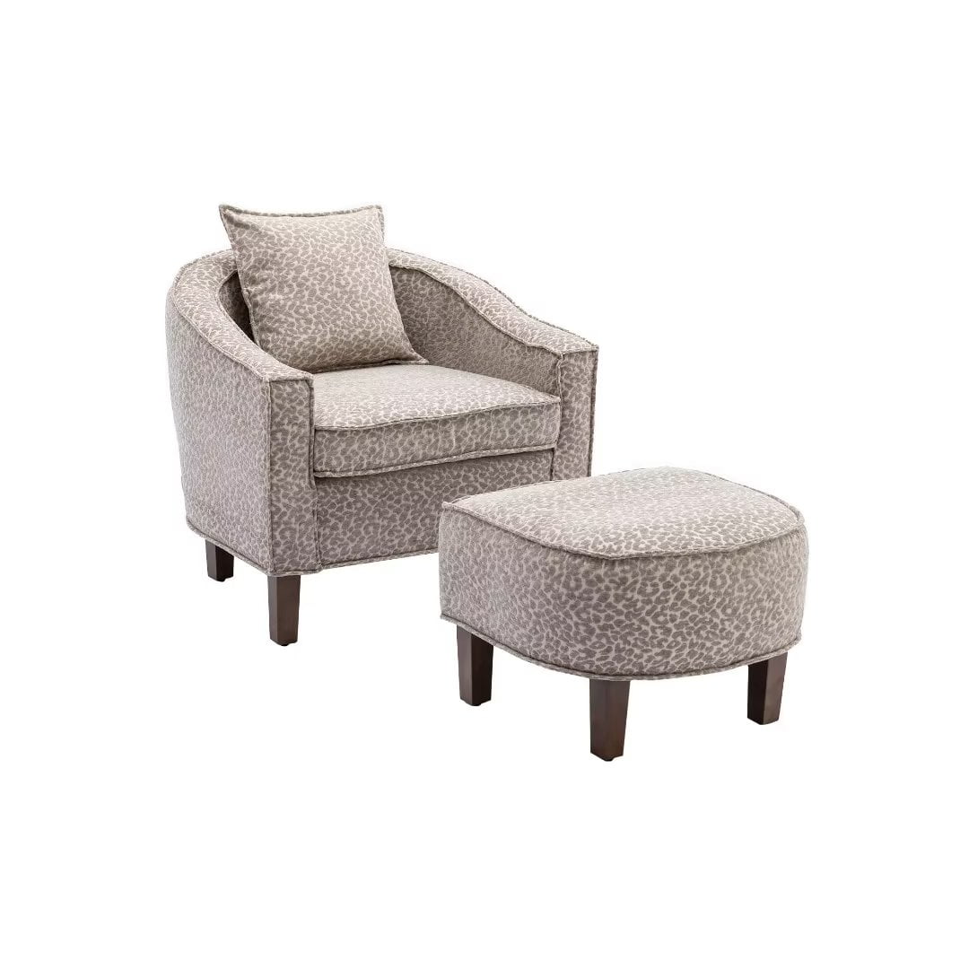 Accent Chair with Ottoman, Velvet Upholstered Single Sofa Side Chair ...