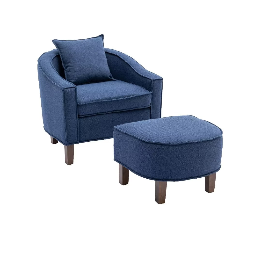Accent Chair with Ottoman, Velvet Upholstered Single Sofa Side Chair ...