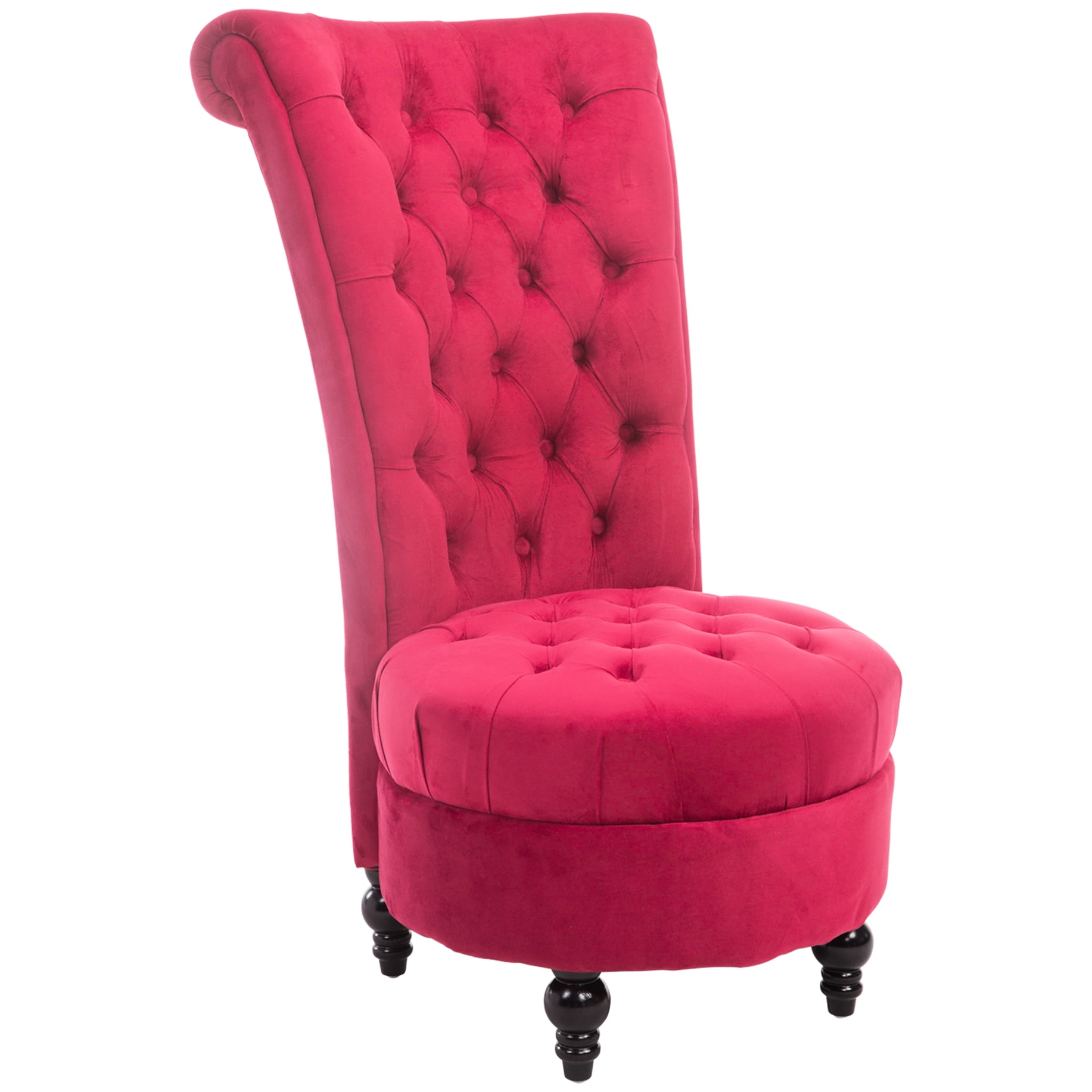 Accent Chair In Red, High Back Upholstery With Button- Detail, Thick ...