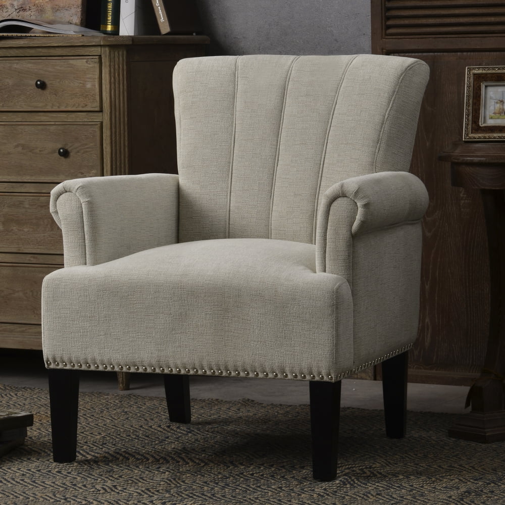 Accent Chair, Rivet Tufted Polyester Armchair with High Backrest and ...