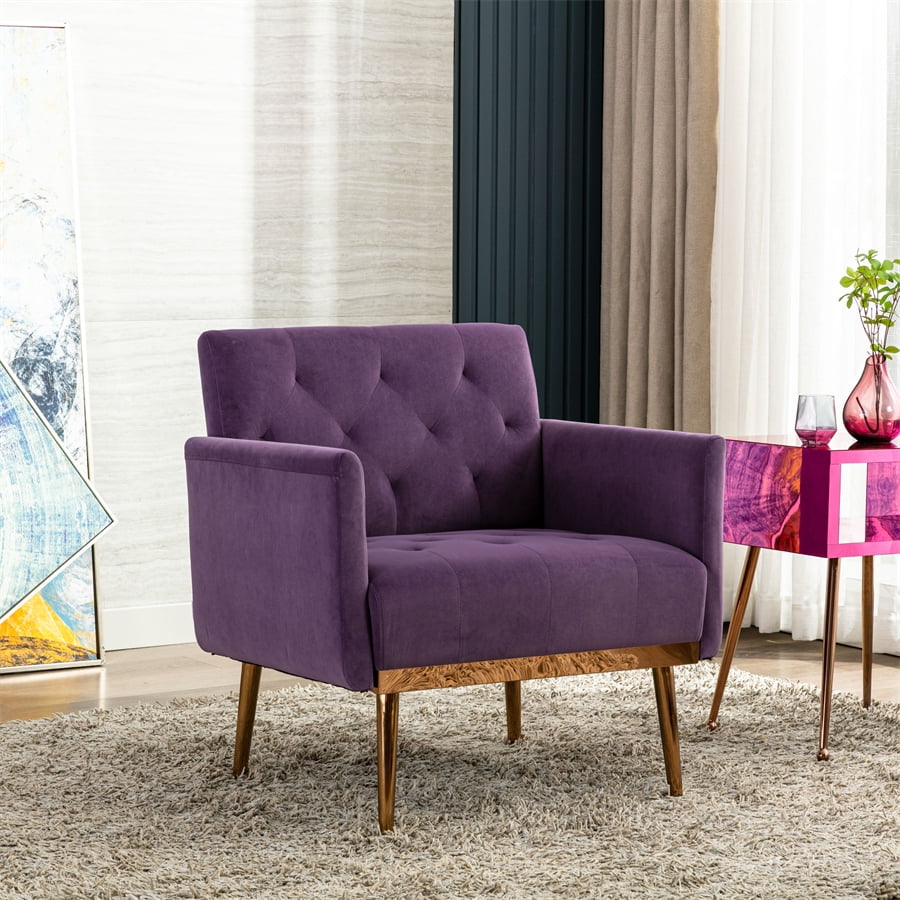 Accent Chair with Rose Golden Feet, Modern Leisure Single Sofa Chair ...