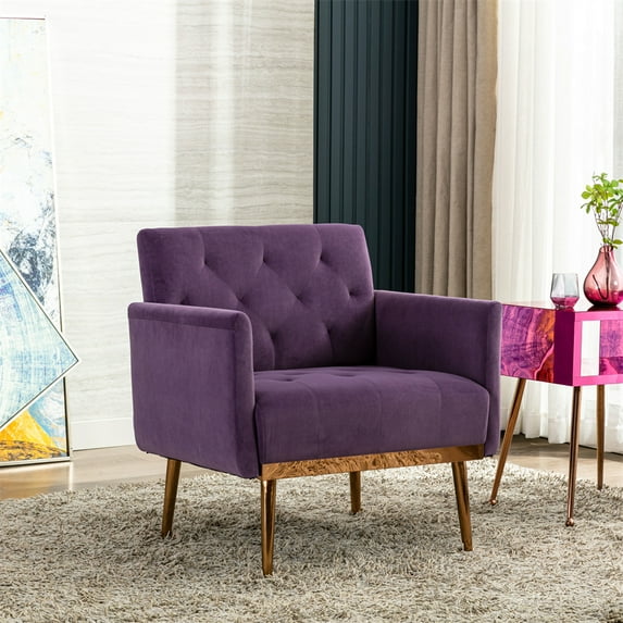 Accent Chair with Rose Golden Feet, Modern Leisure Single Sofa Chair ...
