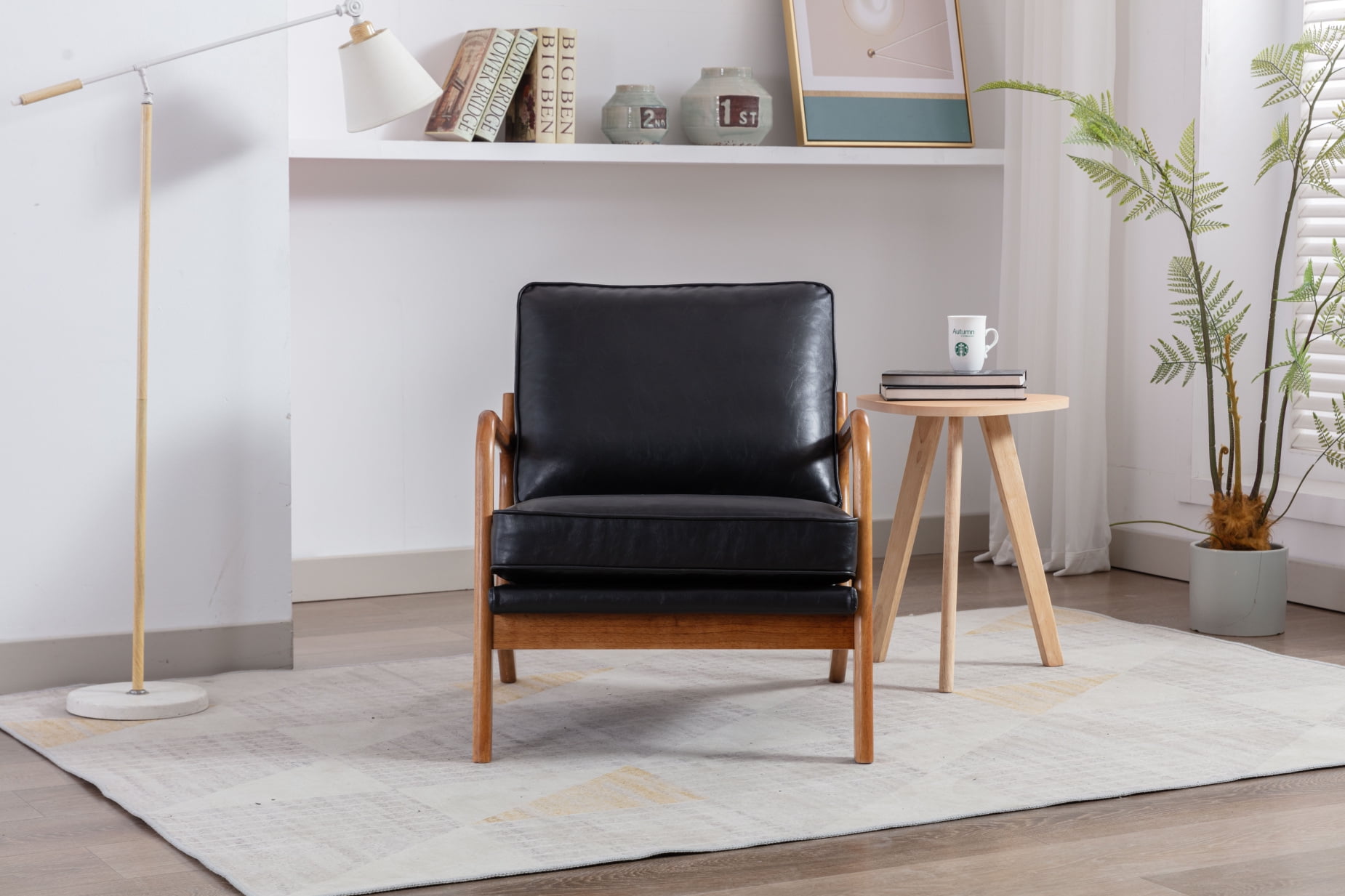 Accent Chair with Rounded Armrests Design, Modern Armchair with Front ...