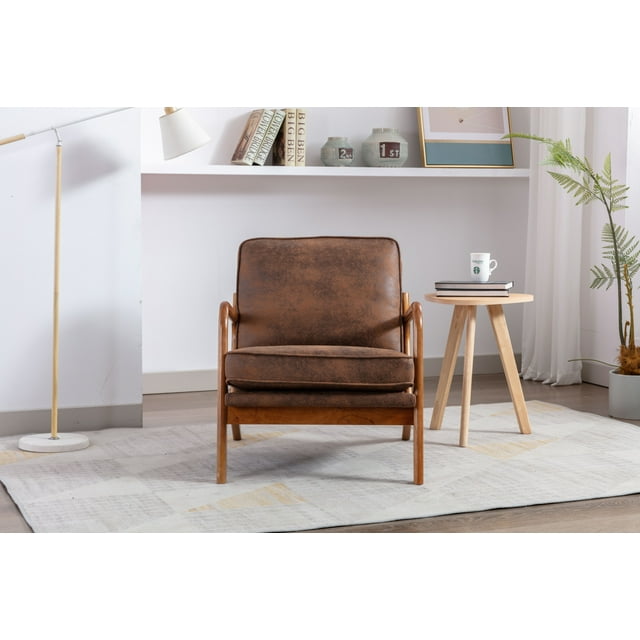 Accent Chair with Rounded Armrests Design, Modern Armchair with Front ...