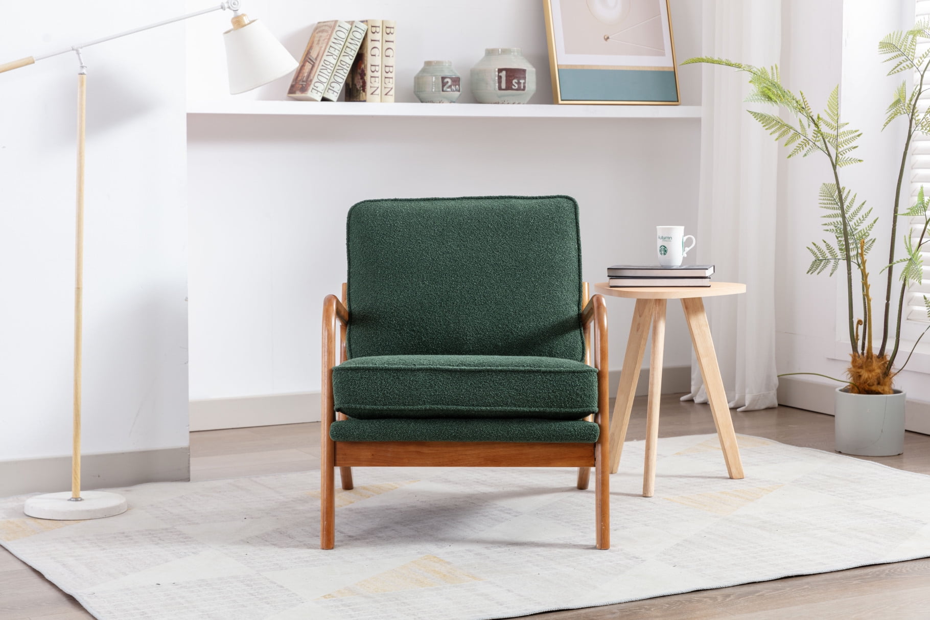 Accent Chair with Rounded Armrests Design, Modern Armchair with Front ...