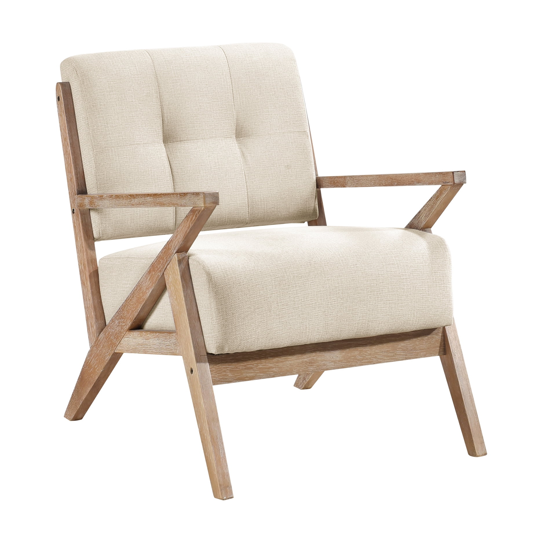 Accent Chair In Sand, Back, Solid Rubberwood, 30.75" Package Width ...