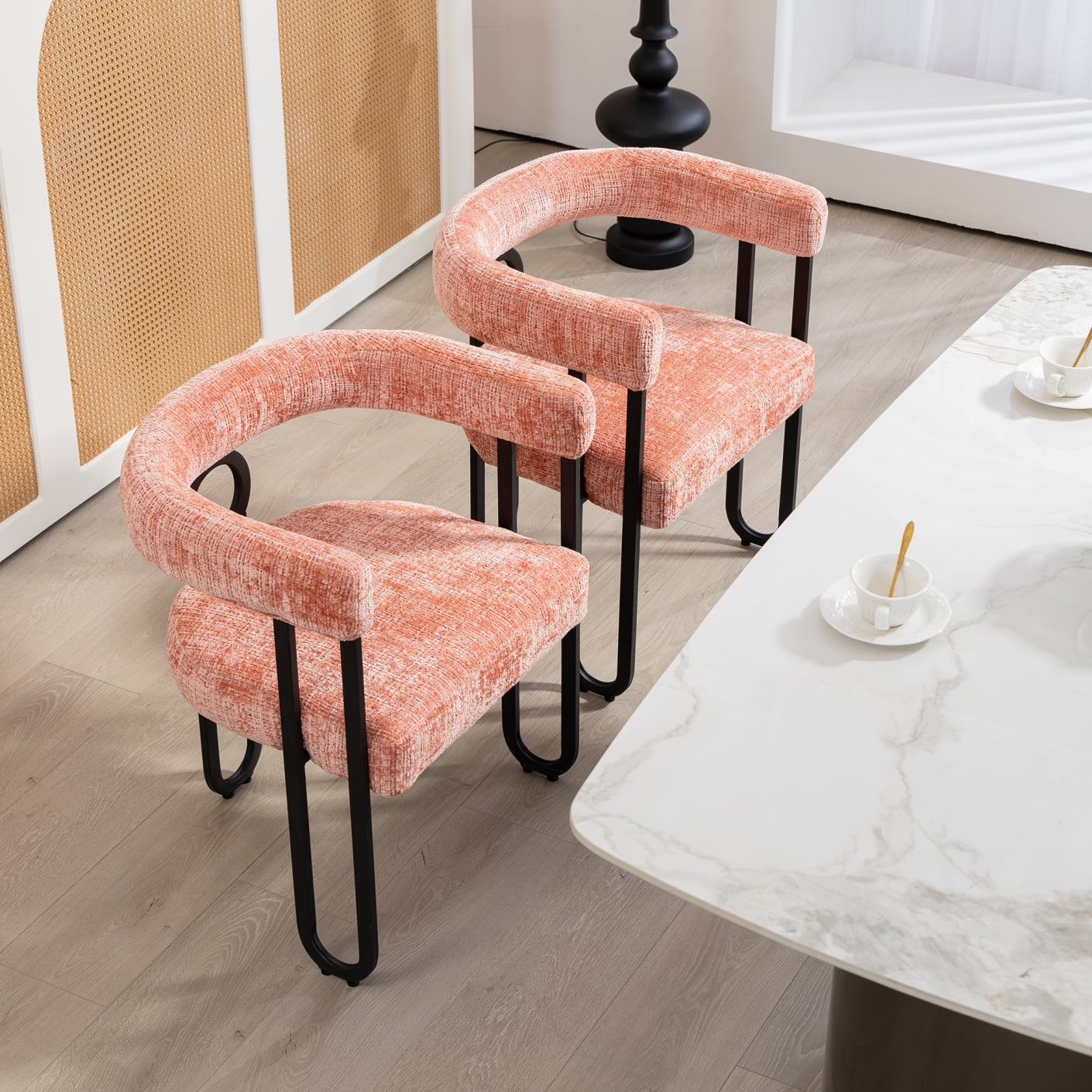 Accent Chair Set of 2, PU Fabric Upholstered Dining Chair, Kitchen ...