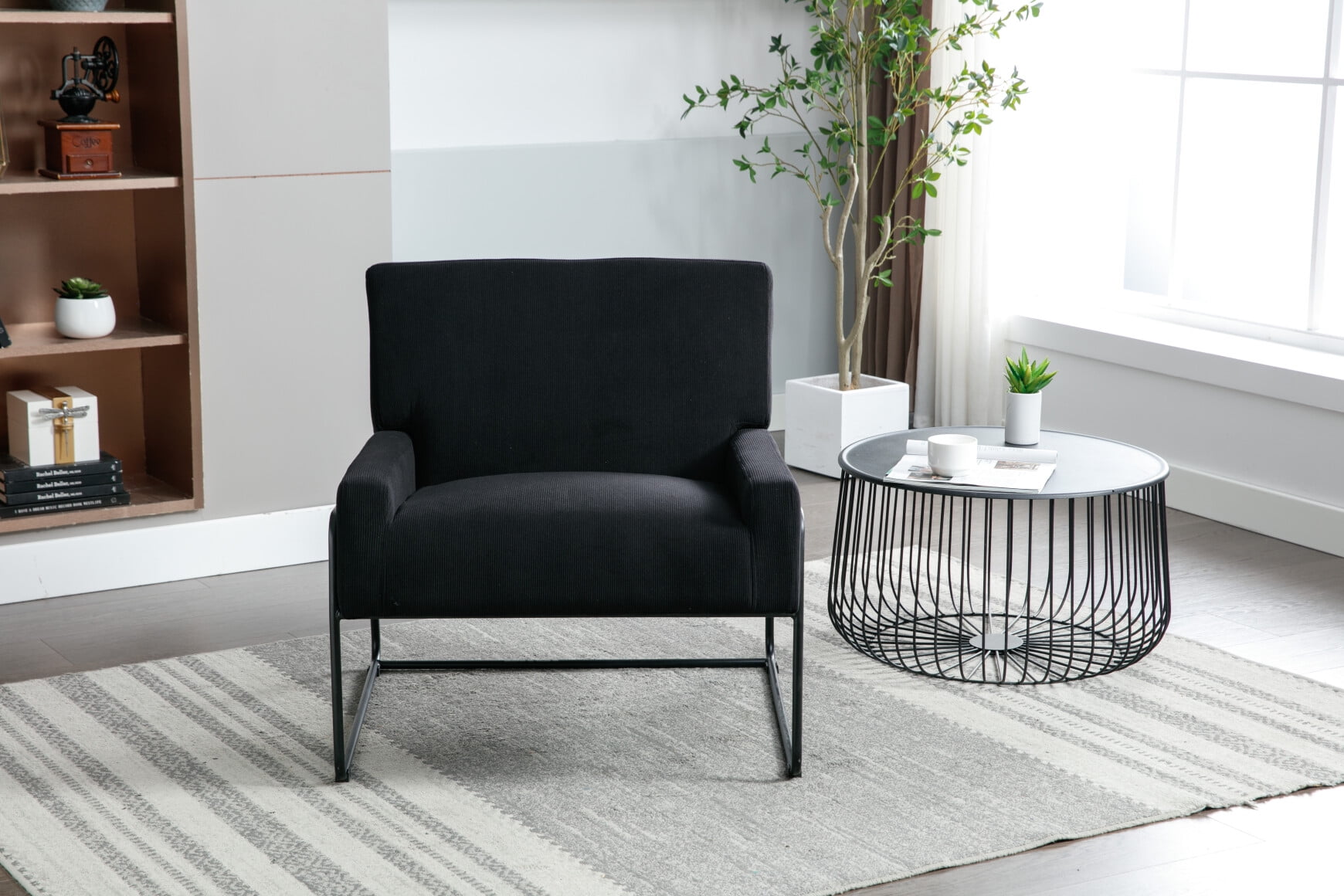 Accent Chair with Slanted Back, Modern Armchair with Metal Legs and Non ...