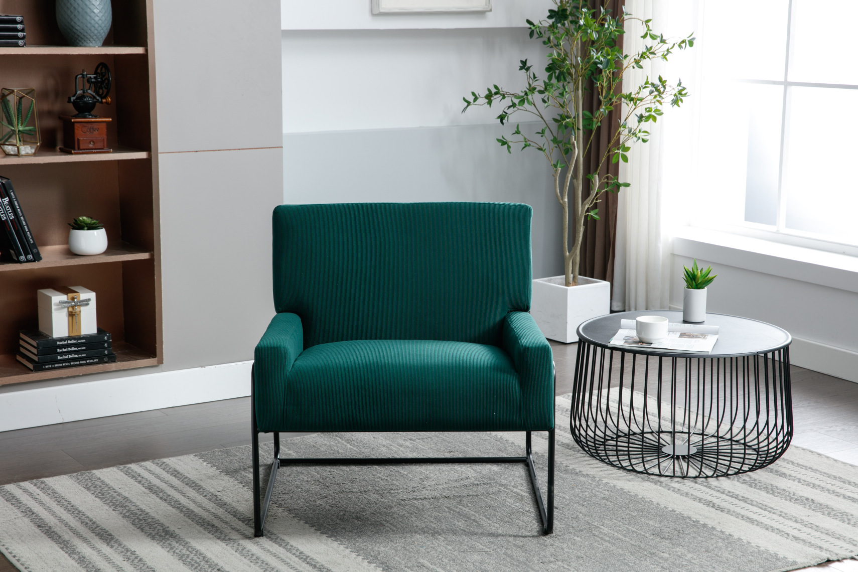 Accent Chair with Slanted Back, Modern Armchair with Metal Legs and Non ...