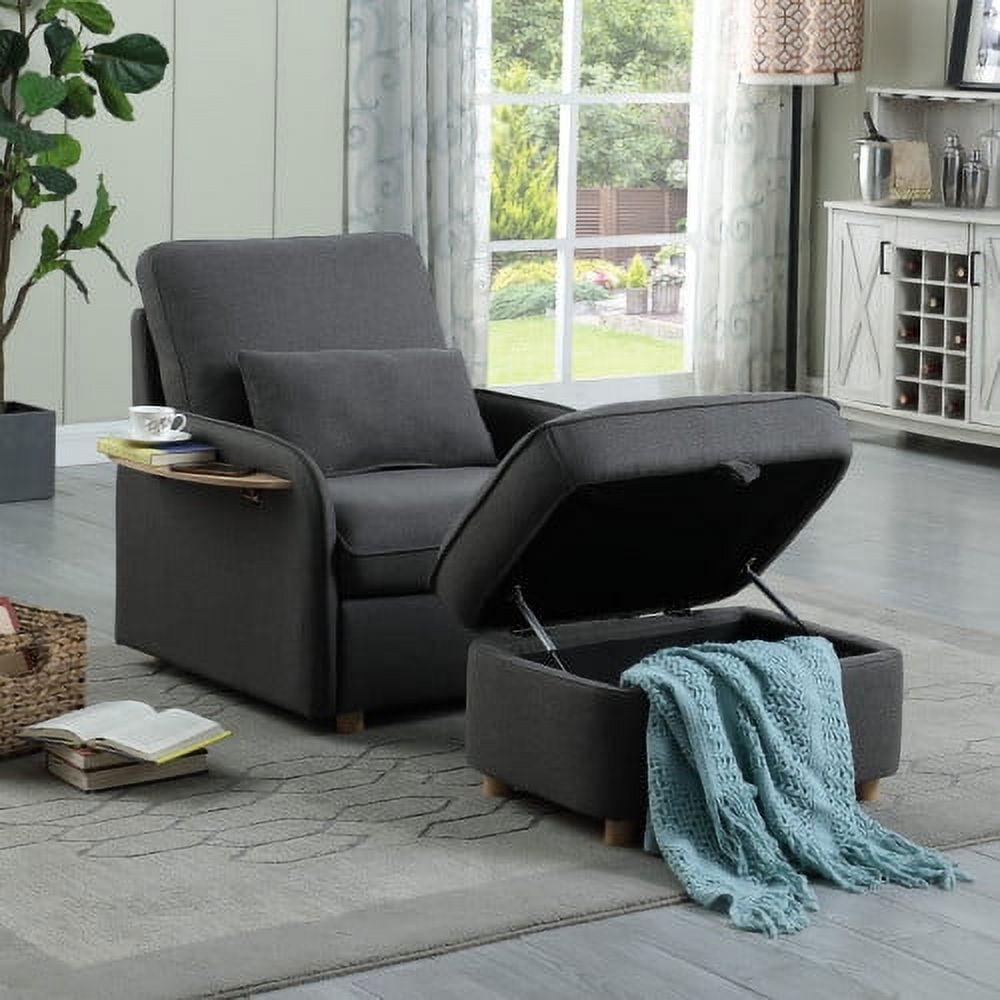 Accent Chair with Storage Ottoman,Living Room Chair with Folding Side ...