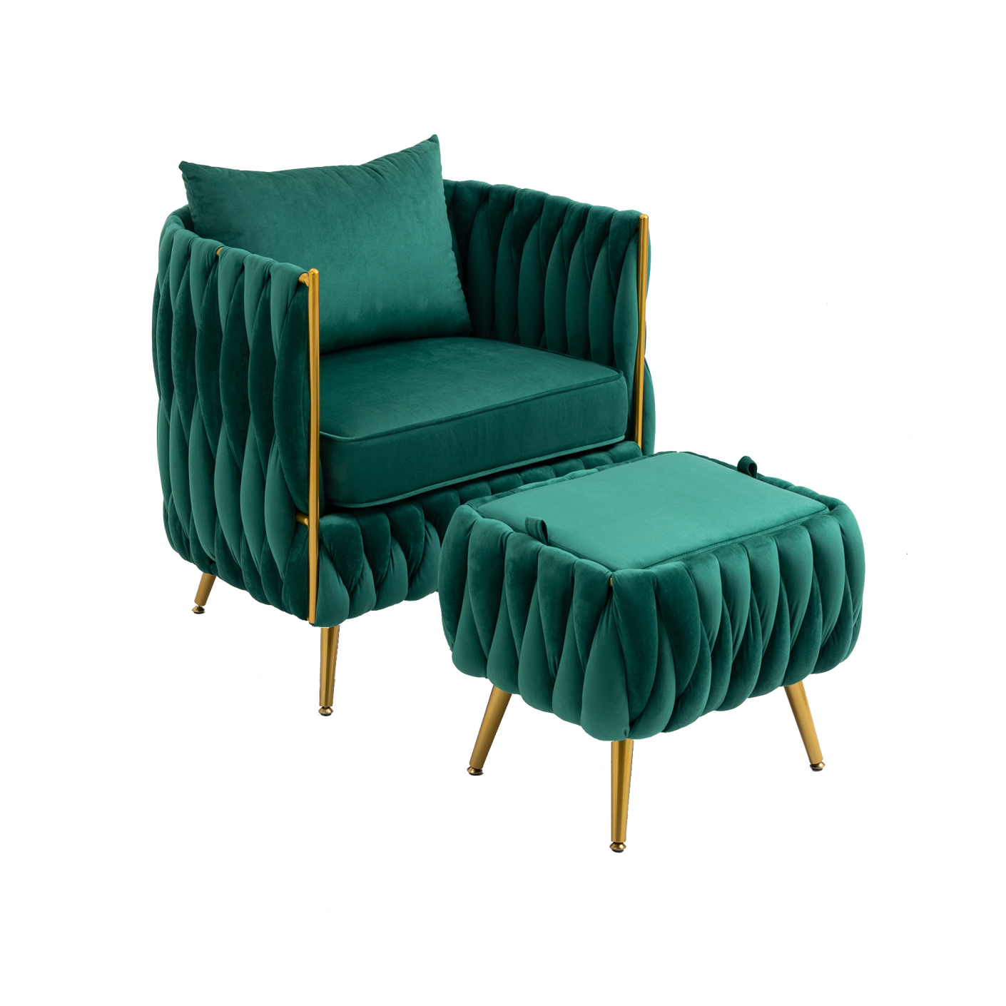 Accent Chair with Storage Ottoman, Modern Tufted Barrel Chair Set Arm ...