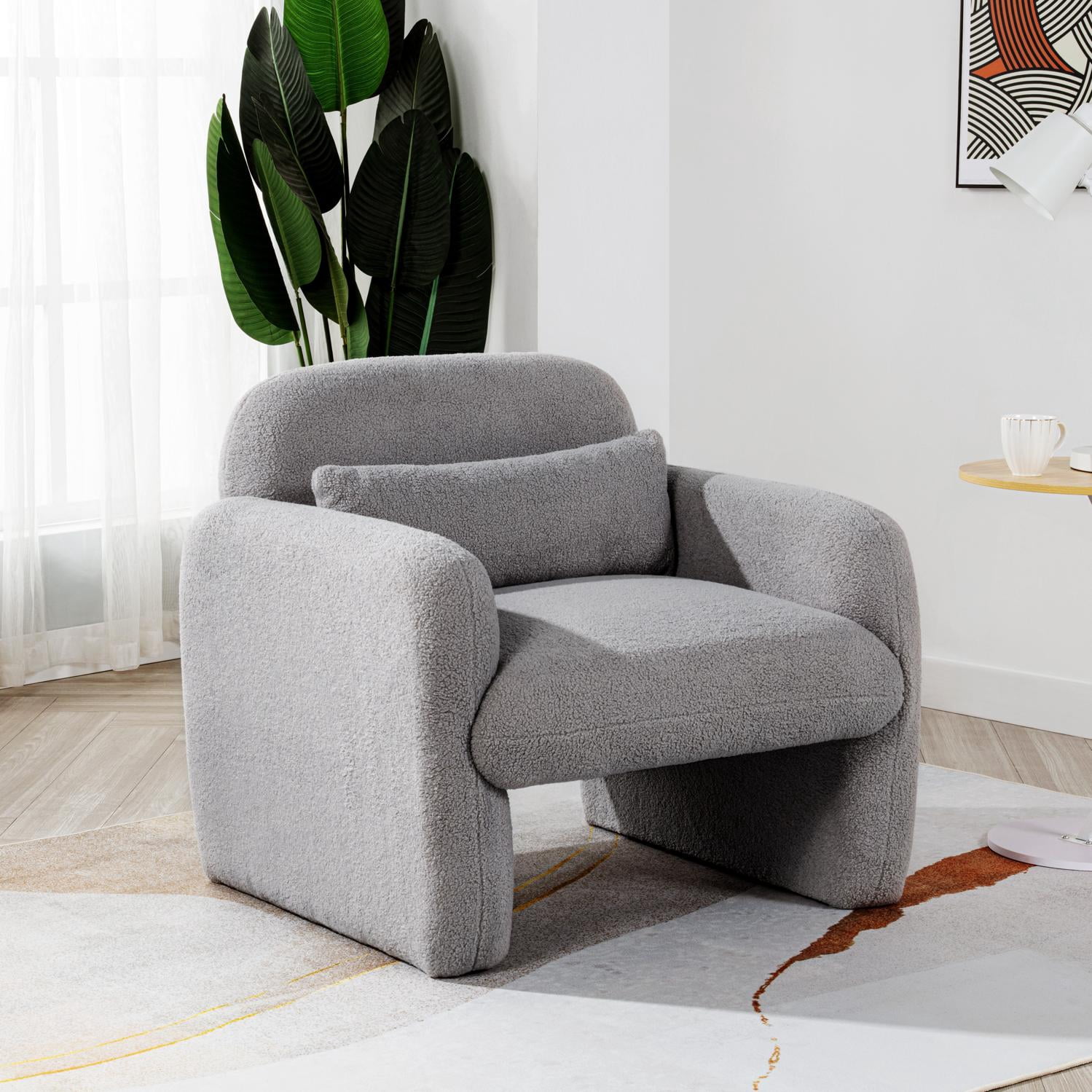 Accent Chair, Teddy Fleece Chair, Single Sofa Chair with Arms and ...