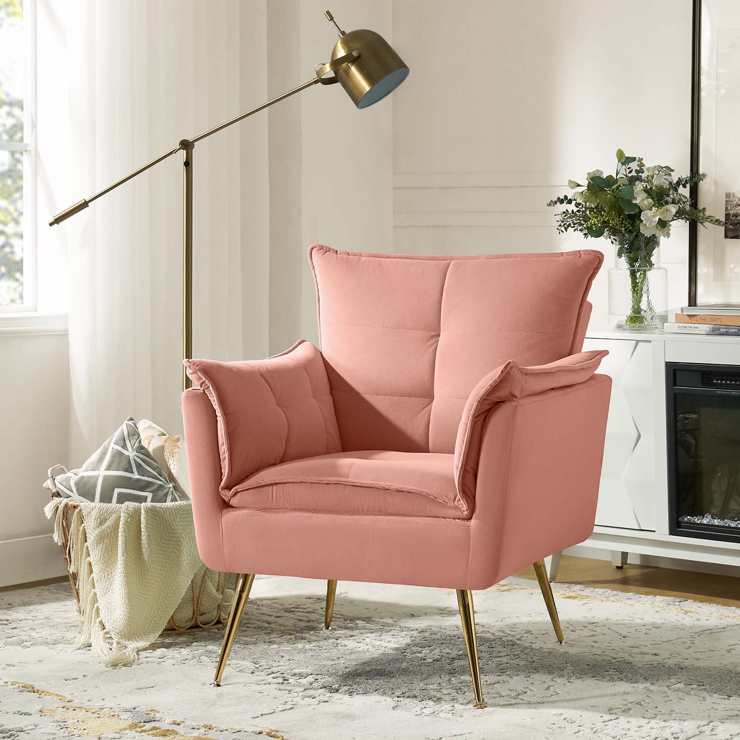 Accent Chair Tufted Cushion Padded Upholstered Sofa Chair Classic ...