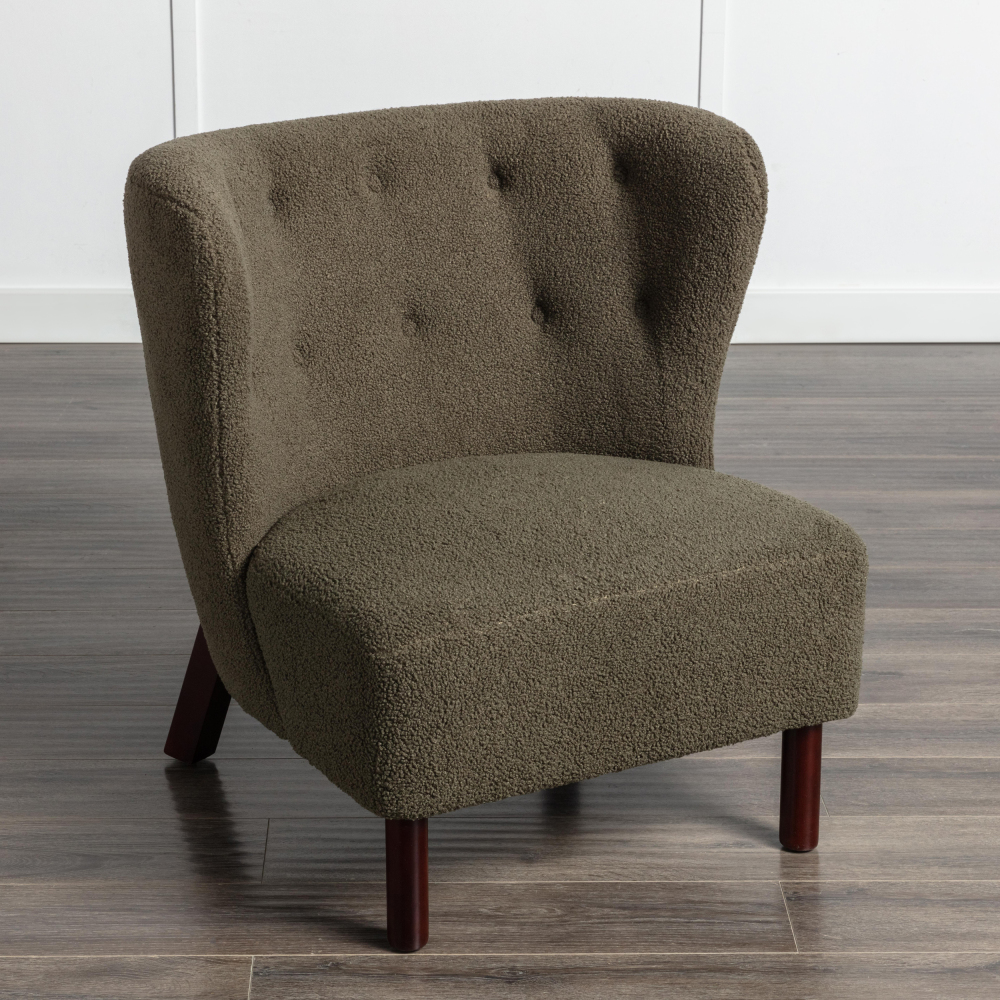 Accent Chair, Upholstered Armless Chair Lambskin Sherpa Single Sofa ...