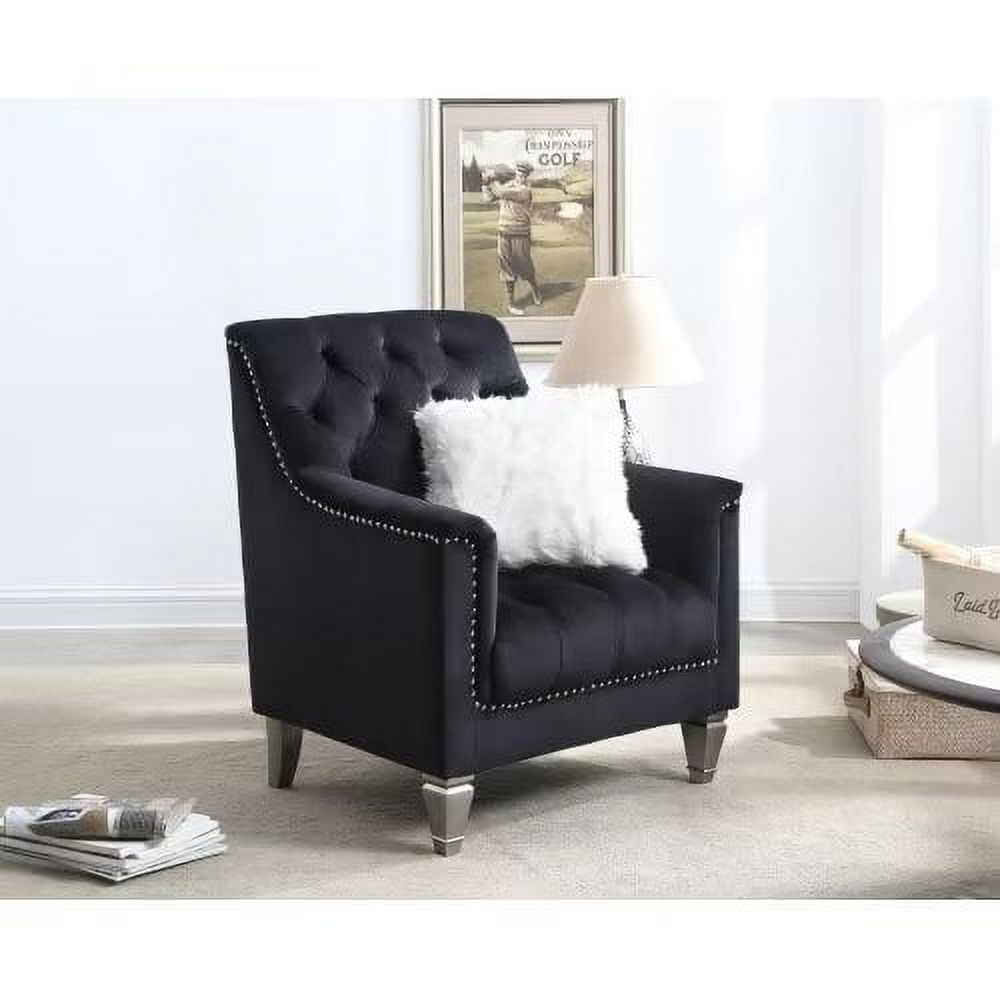 Accent Chair, Upholstered Button Tufted Armchair with Metal Legs and 1 ...