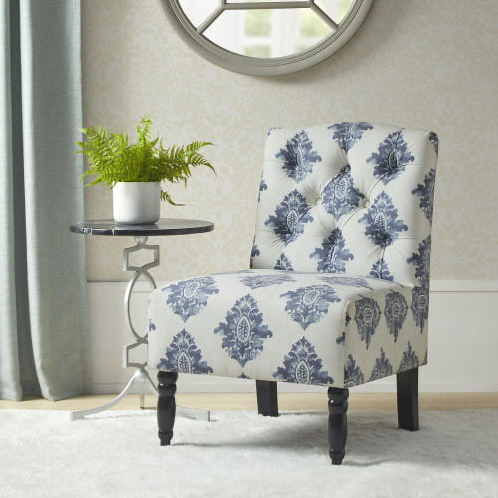 Accent Chair,Upholstered Fabric Button Accent Chair with Wood Legs ...
