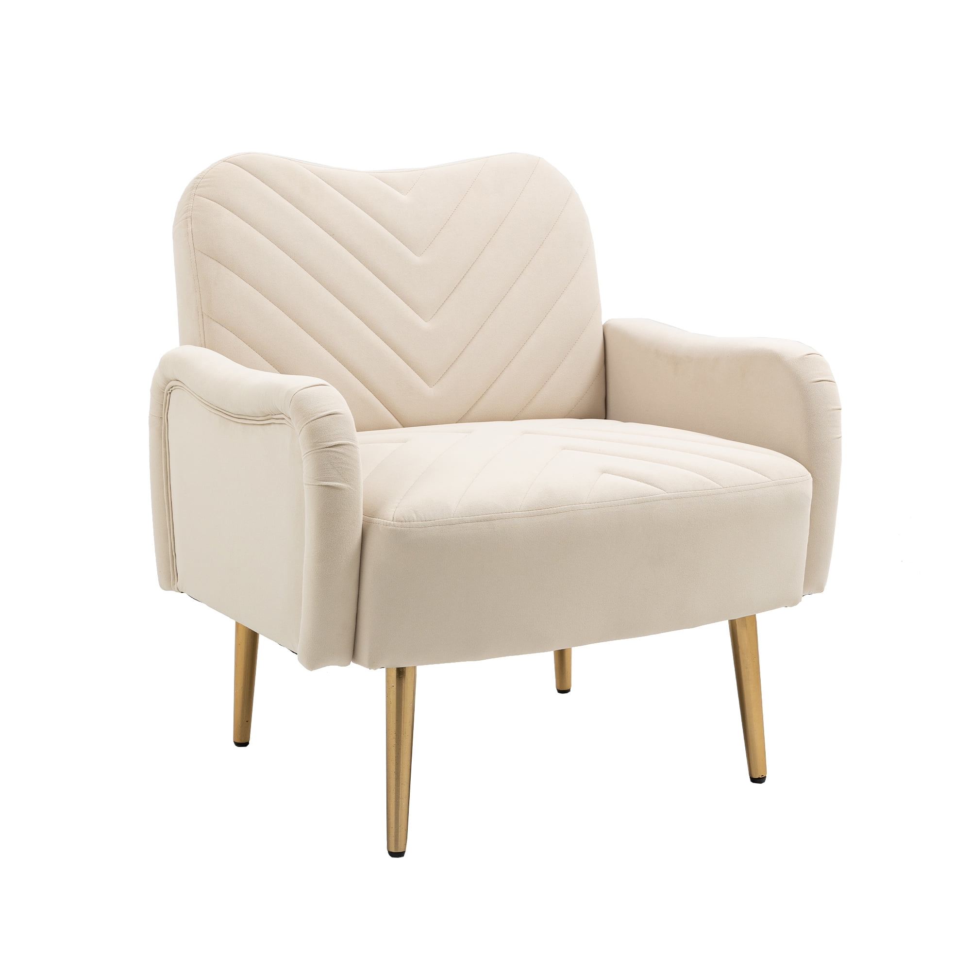 Accent Chair, Upholstered Velvet Armchair with Wave-shaped Back and Arm ...
