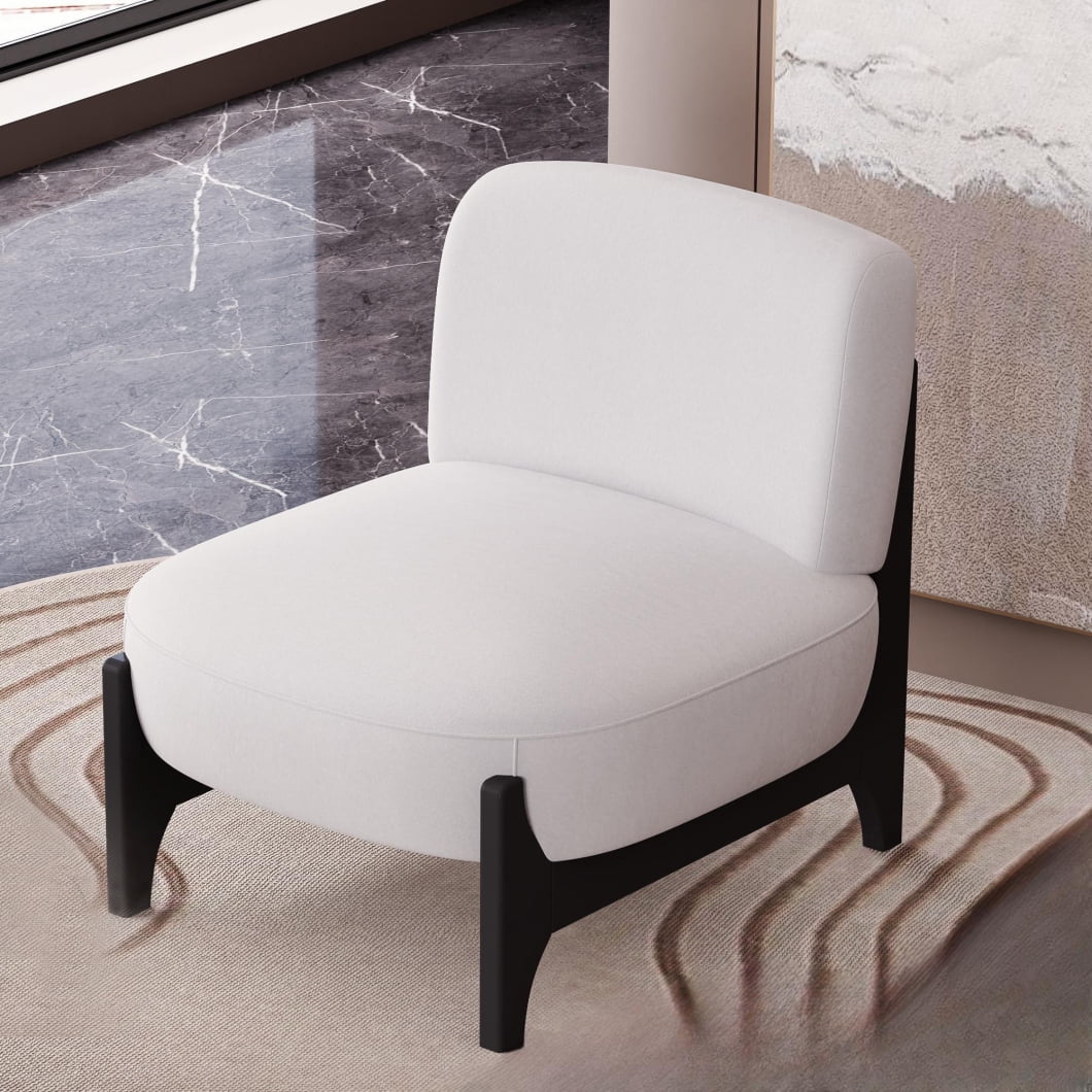 Accent Chair Velet Upholstered Armless Chair with Solid Wood Frame, Mid ...