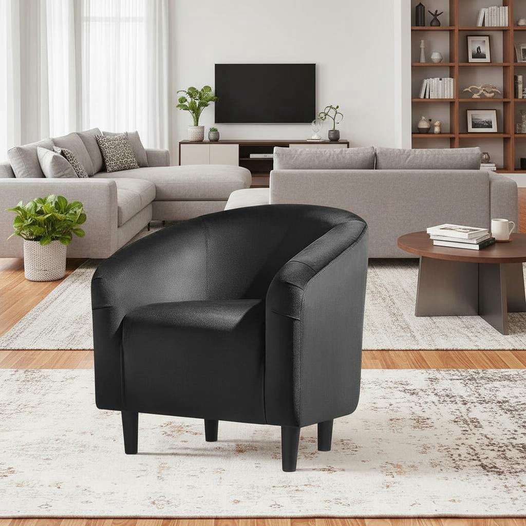 Accent Chair, Velvet Barrel Chairs, Comfy Round Club Armchair with Soft ...