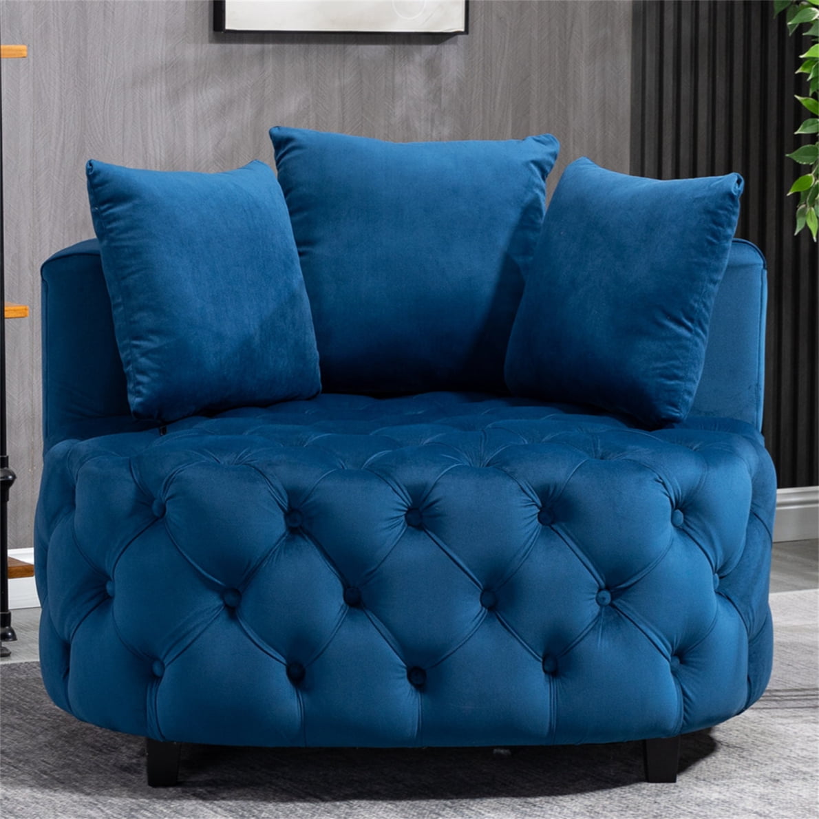 Accent Chair, Velvet Living Room Chairs with Pillows, Barrel Chairs ...
