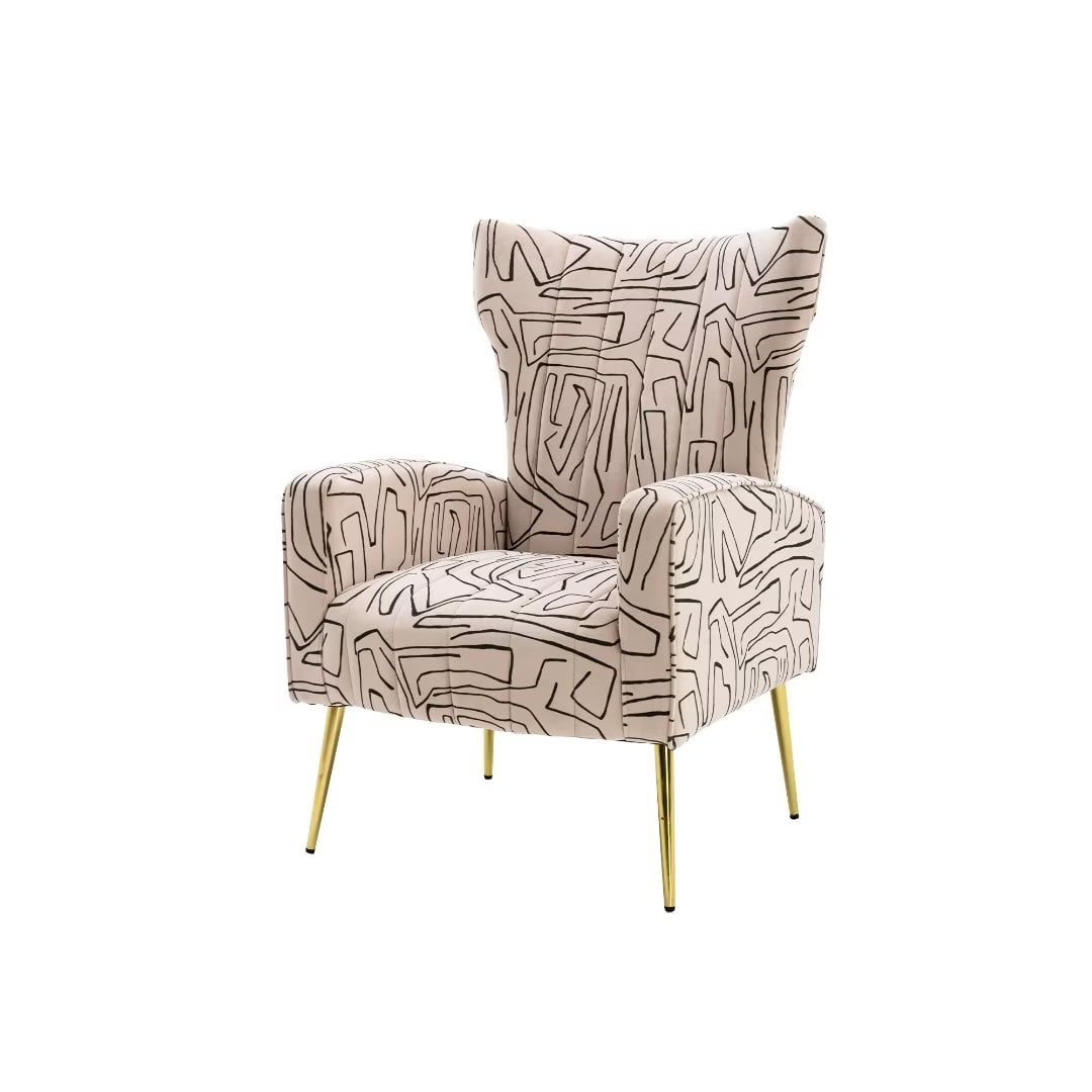 Accent Chair, Velvet Upholstered Armchair Lounge Chair with Metal Legs ...