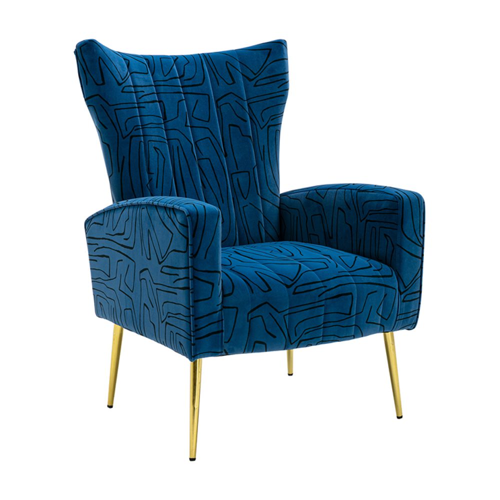 Accent Chair, Velvet Upholstered Armchair with Wingback and Geometric ...