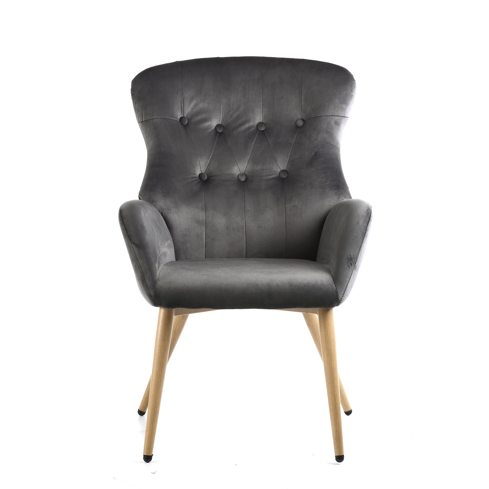 Accent Chair With Cushion, Metal Legs Upholstered Tufted Button ...