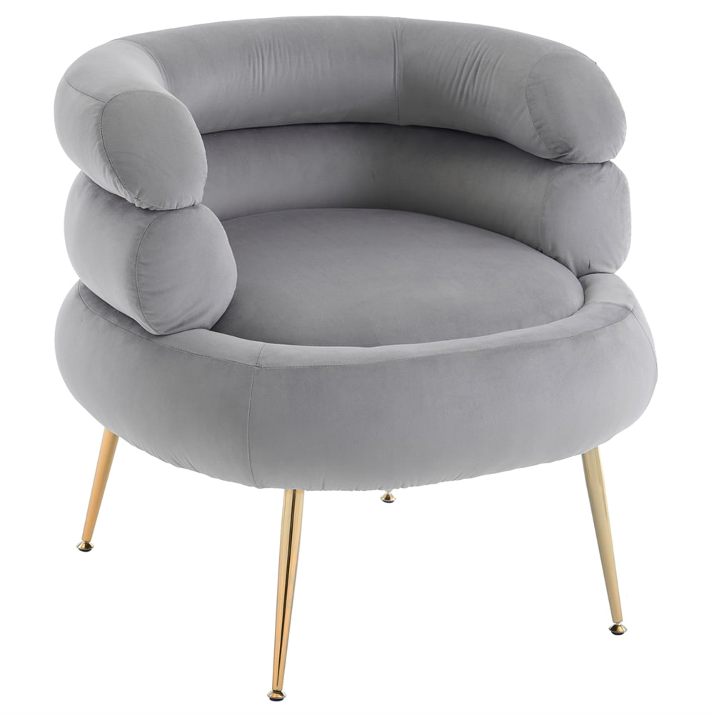 JINS & VICO Accent Chair, Velvet Barrel Armchair with Tufted Back ...