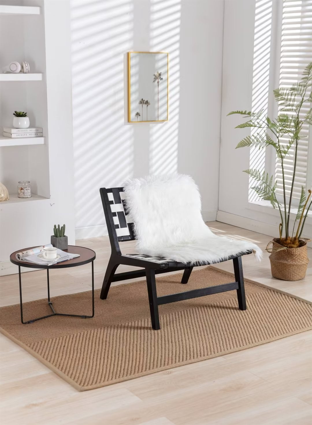 Accent Chair with Wood Frame, Mid Century Rattan Accent Chair ...