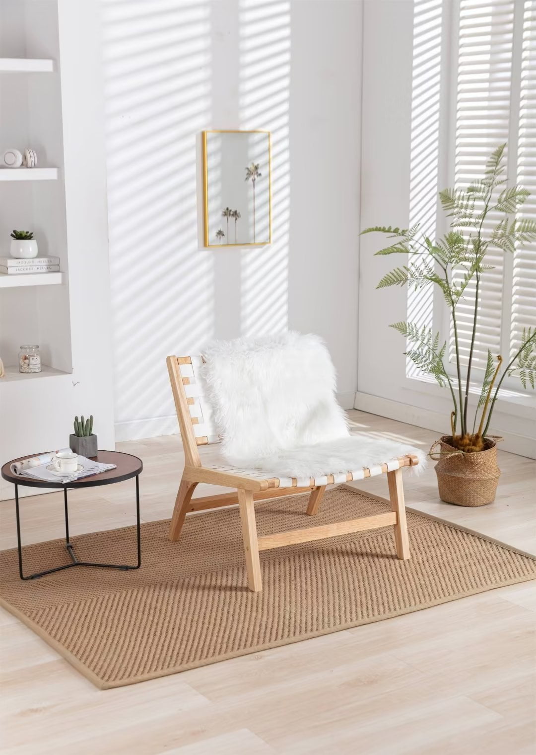 Accent Chair with Wood Frame, Mid Century Rattan Accent Chair ...