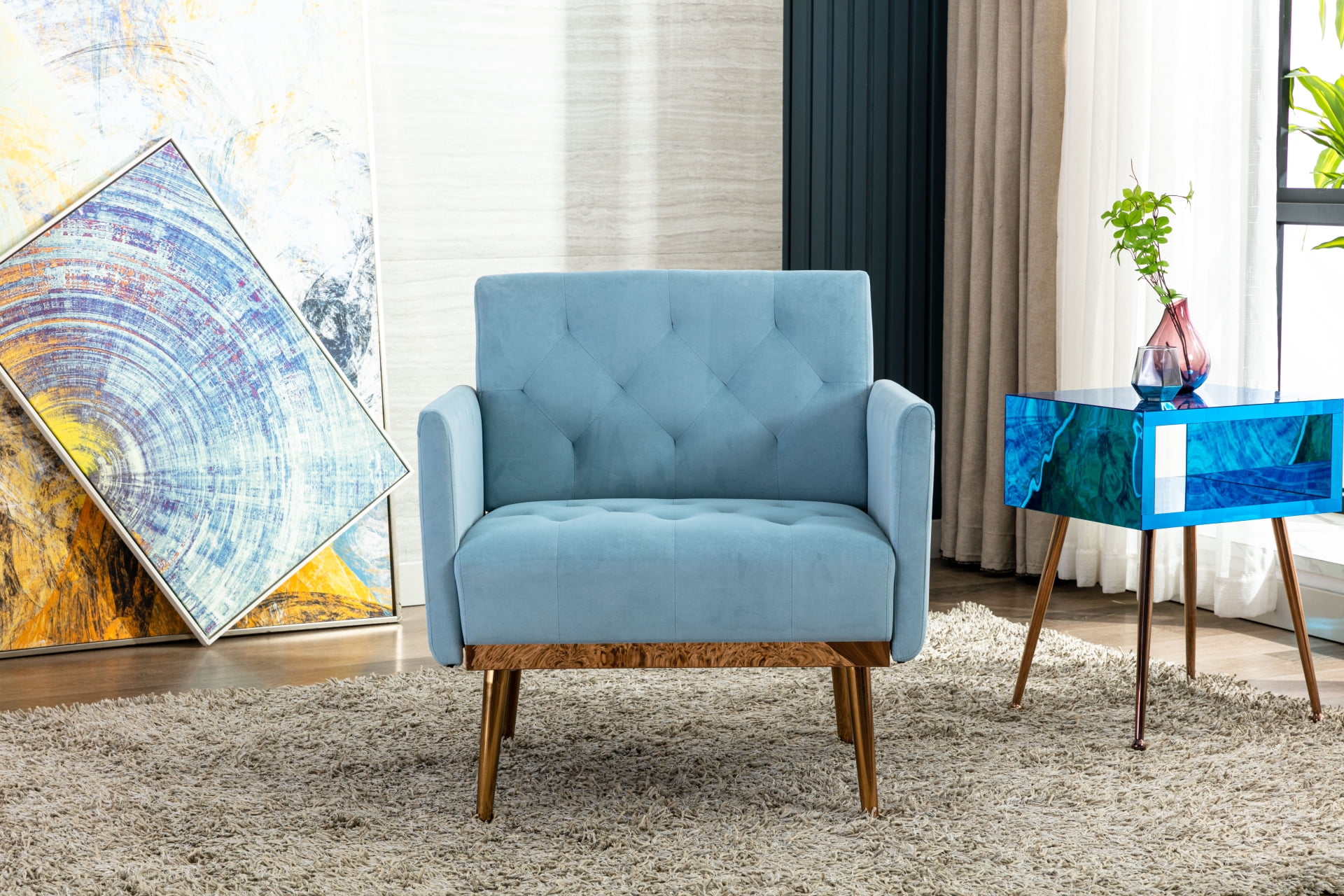 Accent Chair ,leisure single sofa with Rose Golden feet - Walmart.com