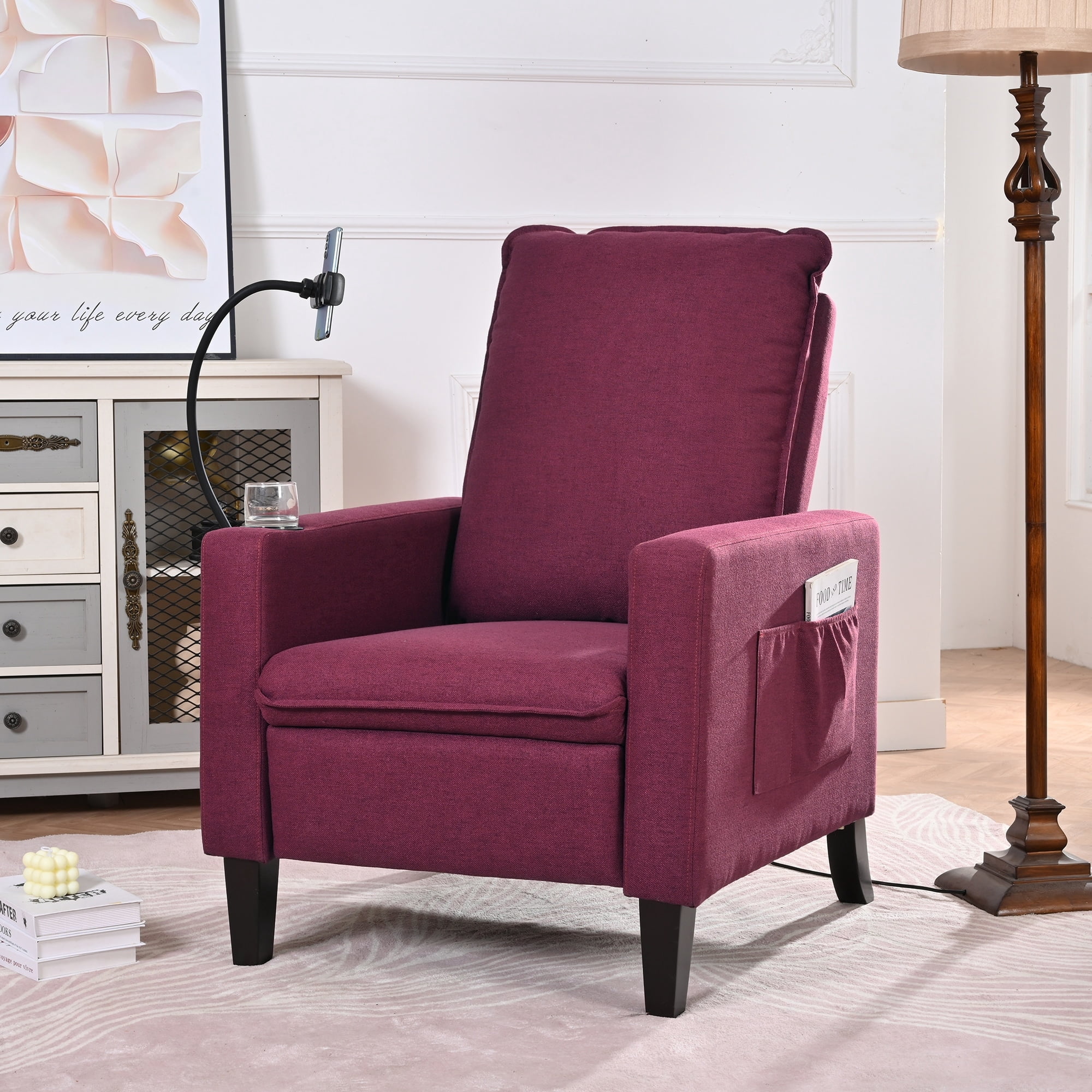 Accent Chair with Mobile Phone Holder Red - Walmart.com