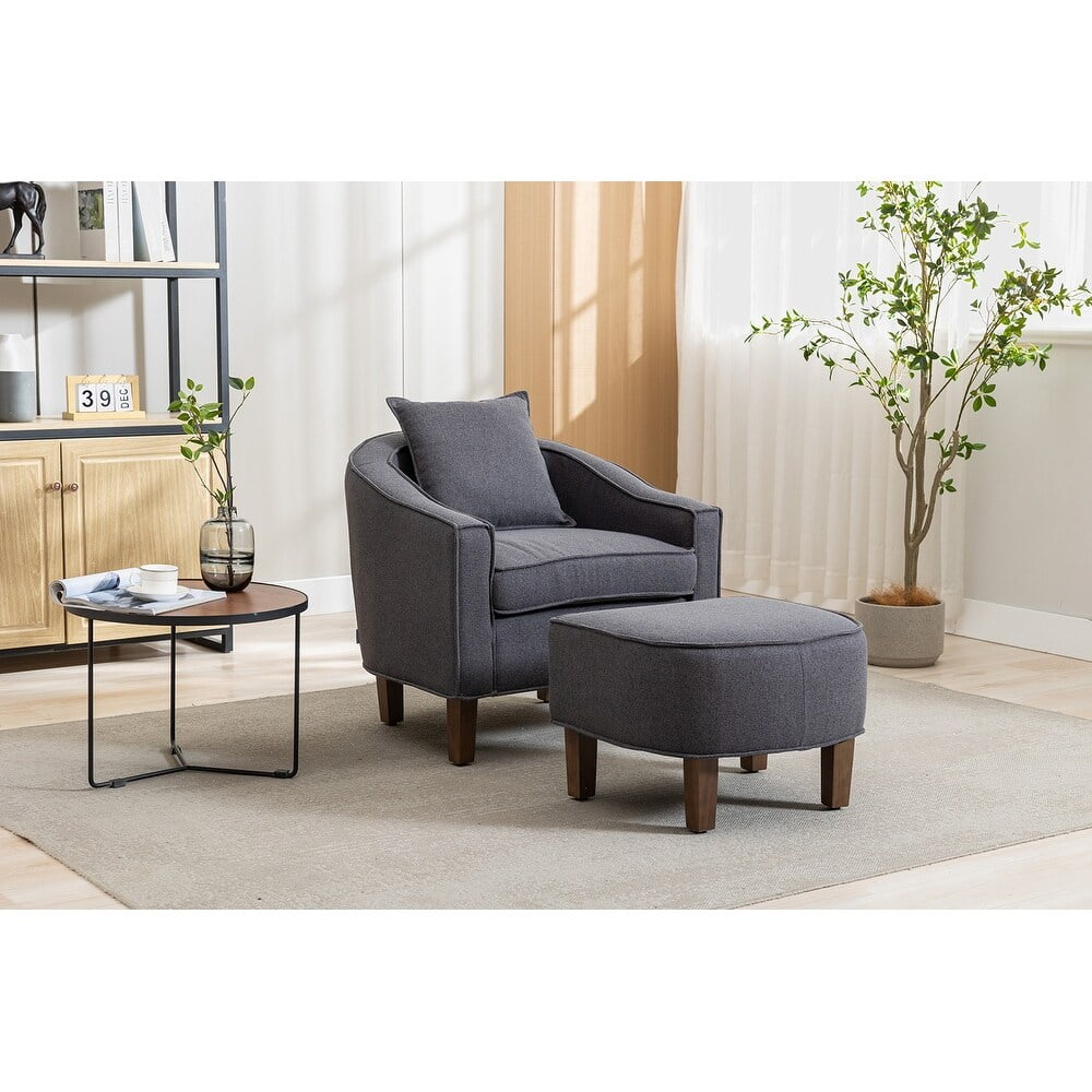 Accent Chair with Ottoman Dark Gray - Walmart.com