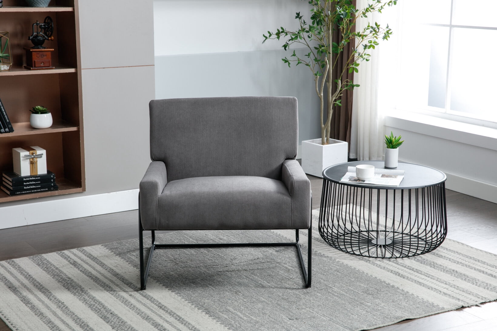 Accent Chair with Slanted Back, Modern Armchair with Metal Legs and Non ...