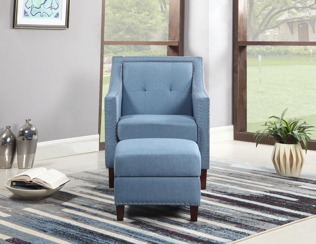 Accent Chair with Storage Ottoman, Blue - Walmart.com