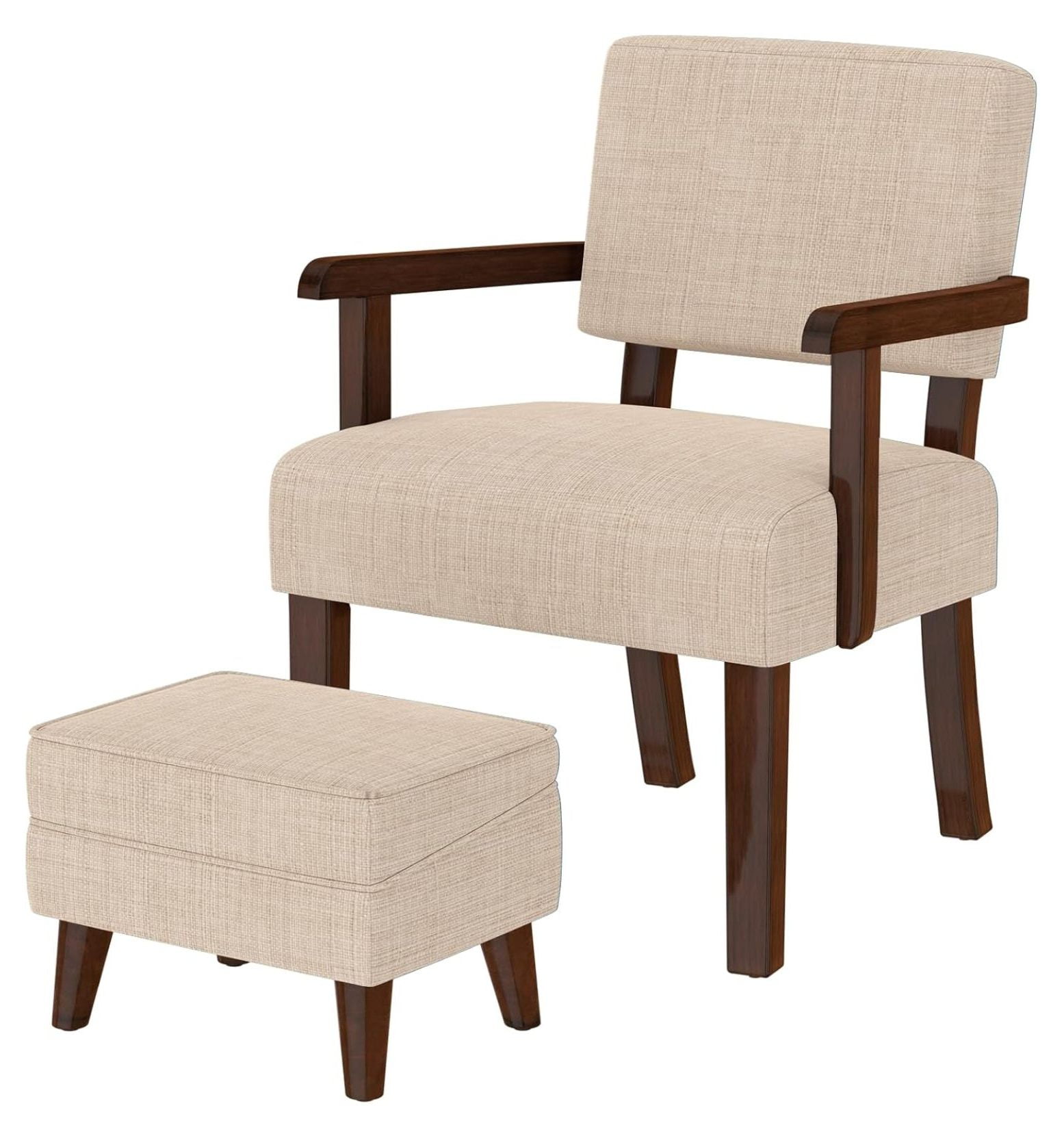 Accent Chairs with Adjustable Ottoman, Comfy Arm Footrest Set, Storage ...