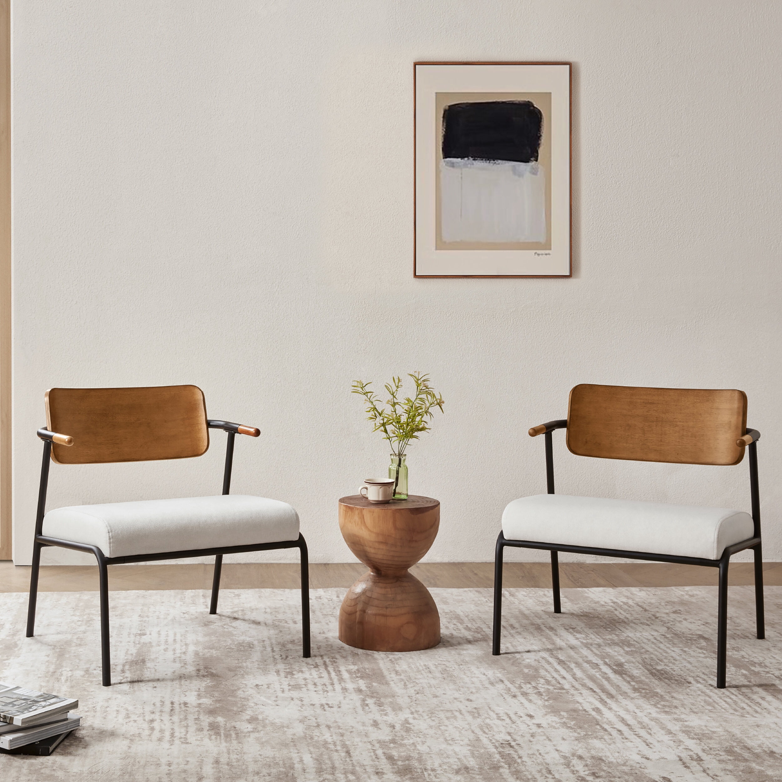 Accent Chairs Kelvin 25" Mixed Material Accent Arm Chair Cream White ...