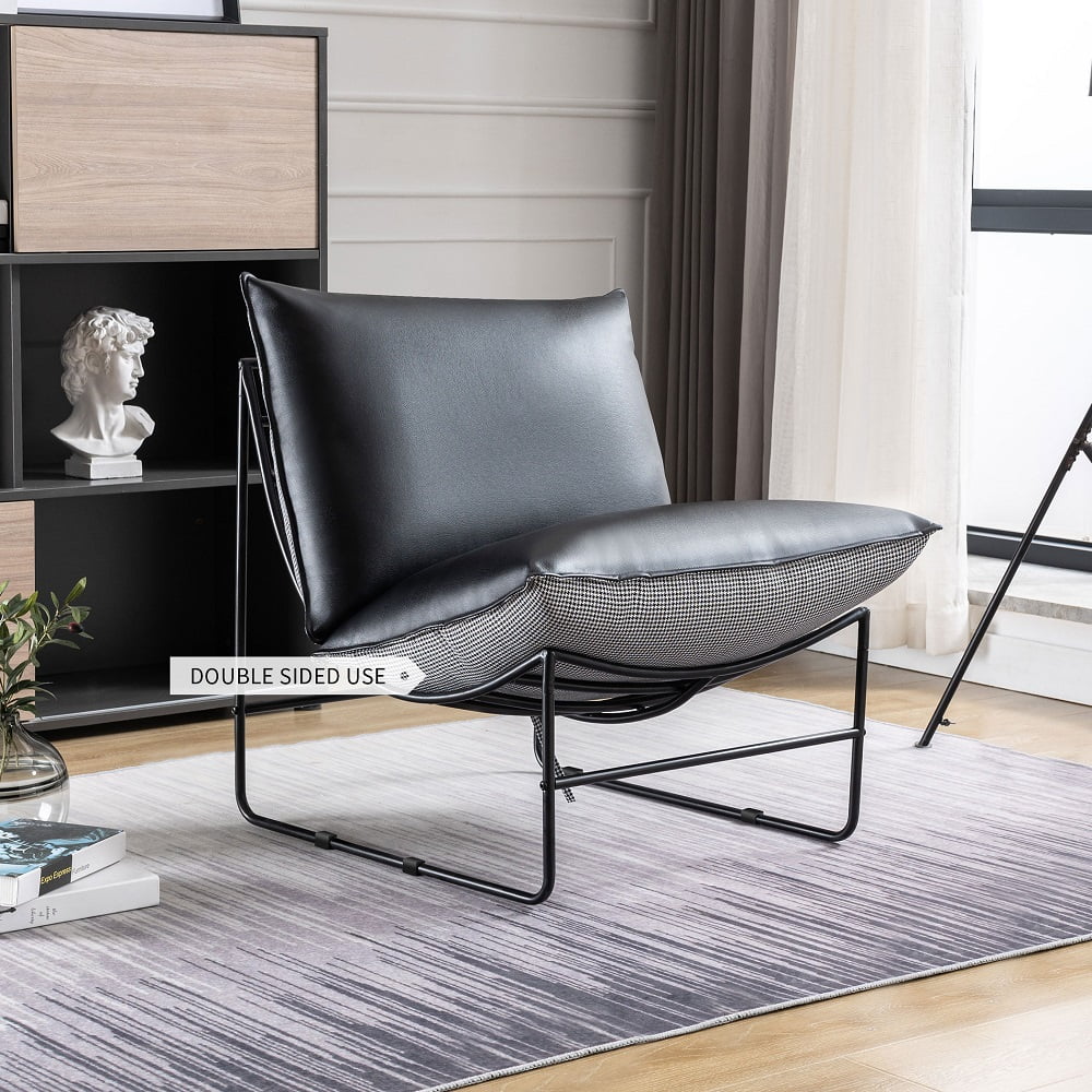 Accent Chairs Metal Framed Lounge Chair with High Density Soft Sponge ...