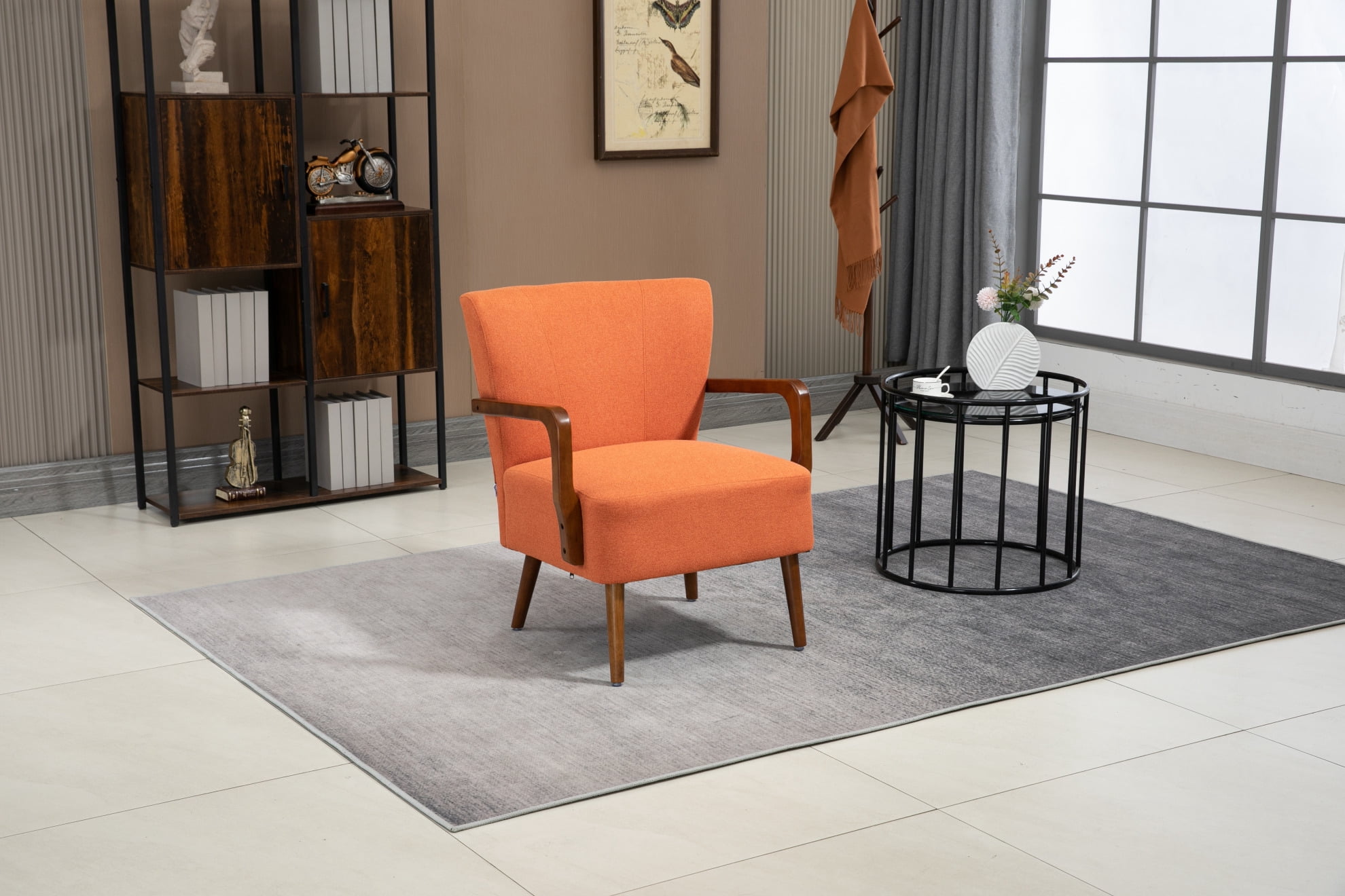Accent Chairs, Mid Century Modern Chair Retro Armchair with Wood Frames ...