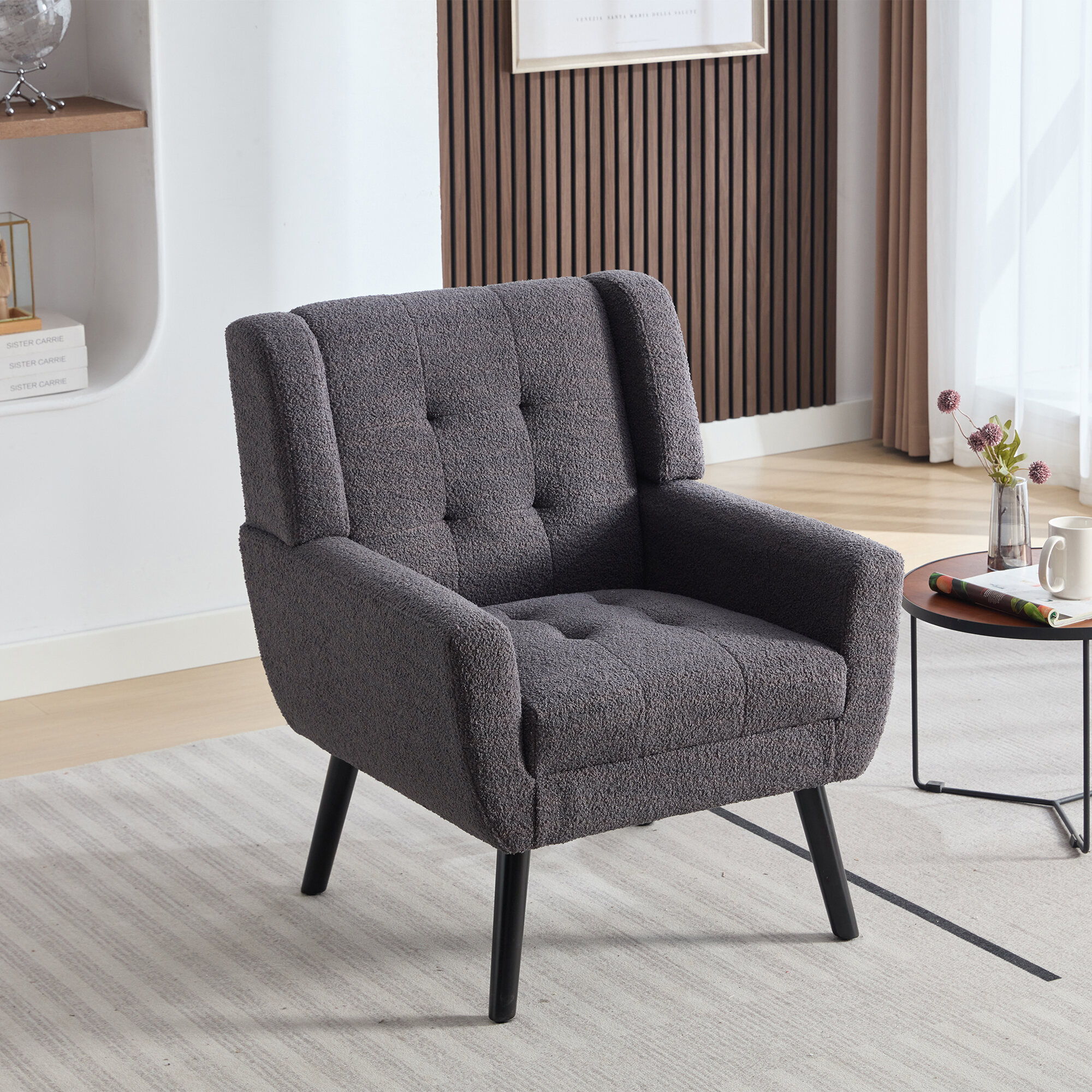 Accent Chairs Modern Soft Teddy Material Ergonomics Accent Chair Living ...
